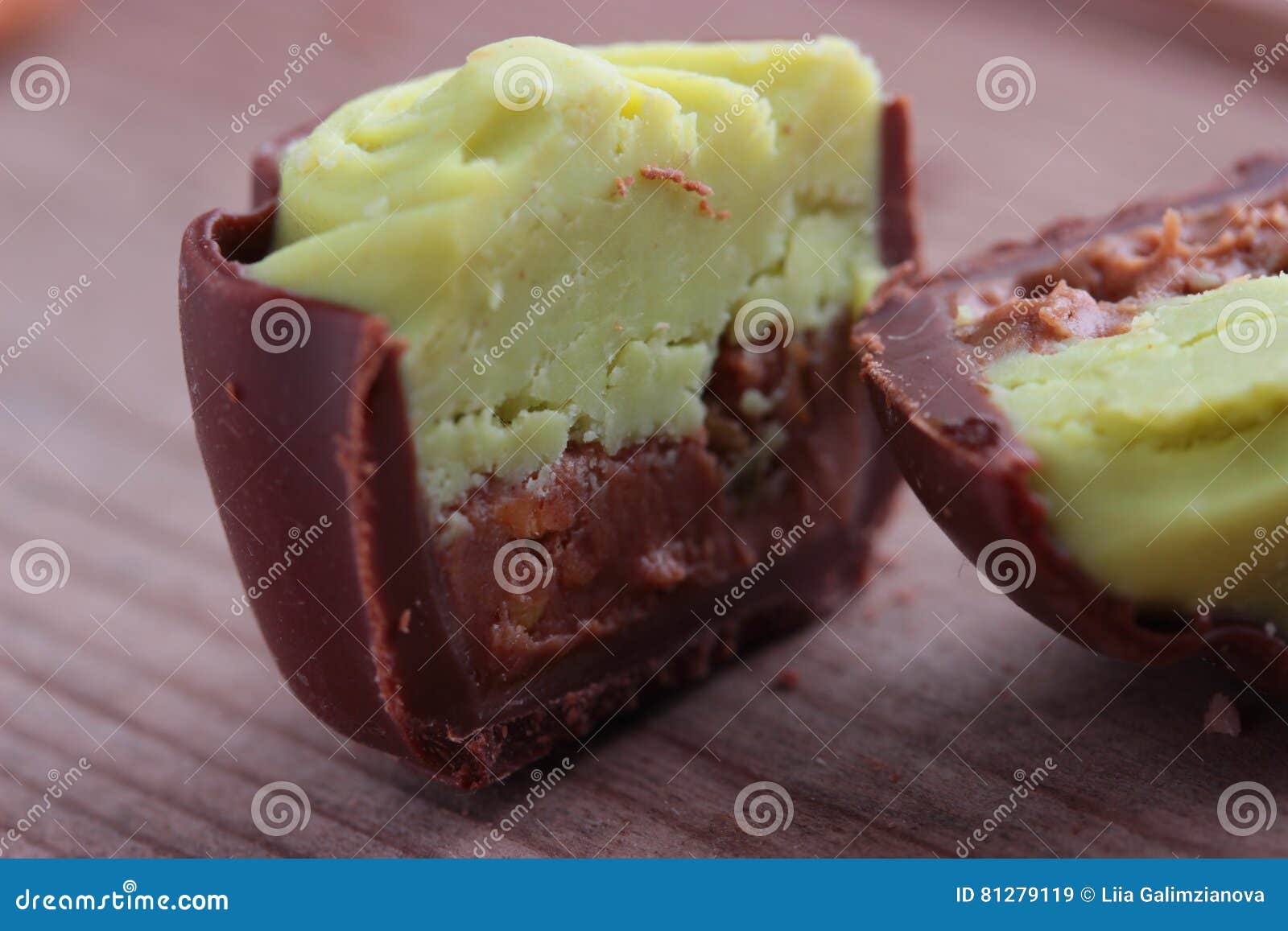 Half of a Chocolate Candy Close Up Stock Image - Image of decorative ...