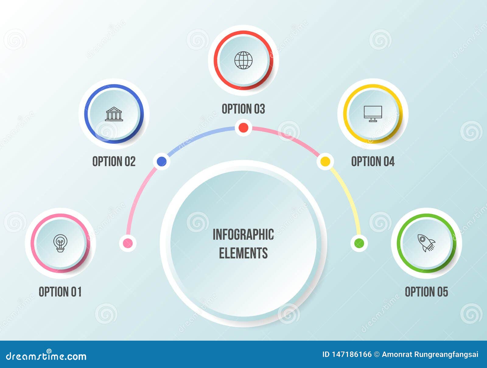 Half Circle Chart, Timeline Infographic Templates Stock Vector ...