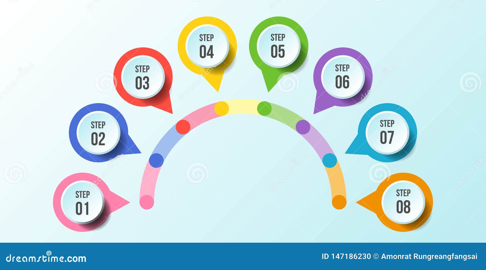 Half Circle Chart, Timeline Infographic Templates Stock Vector ...