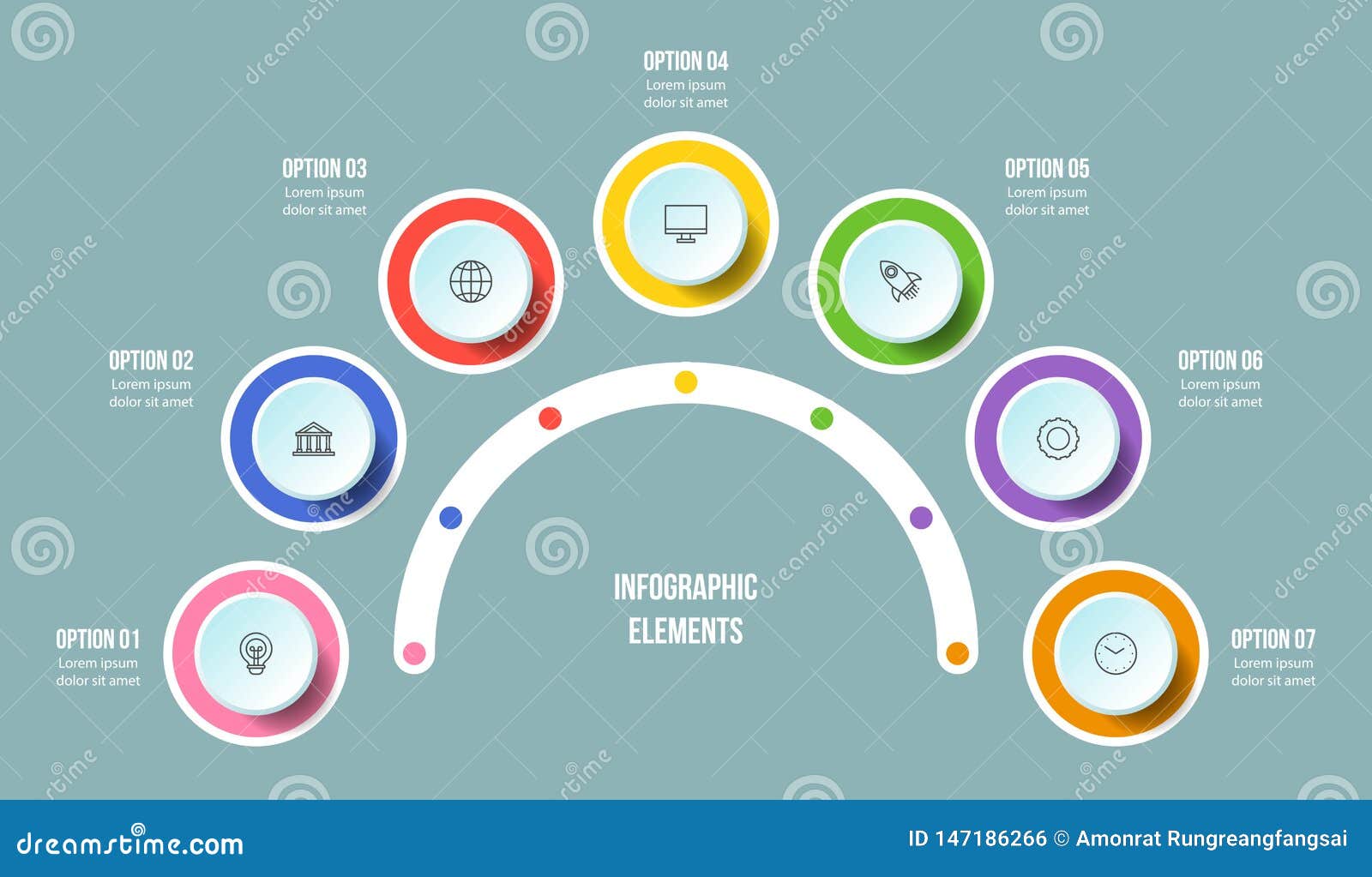 Half Circle Chart, Timeline Infographic Templates Stock Vector ...