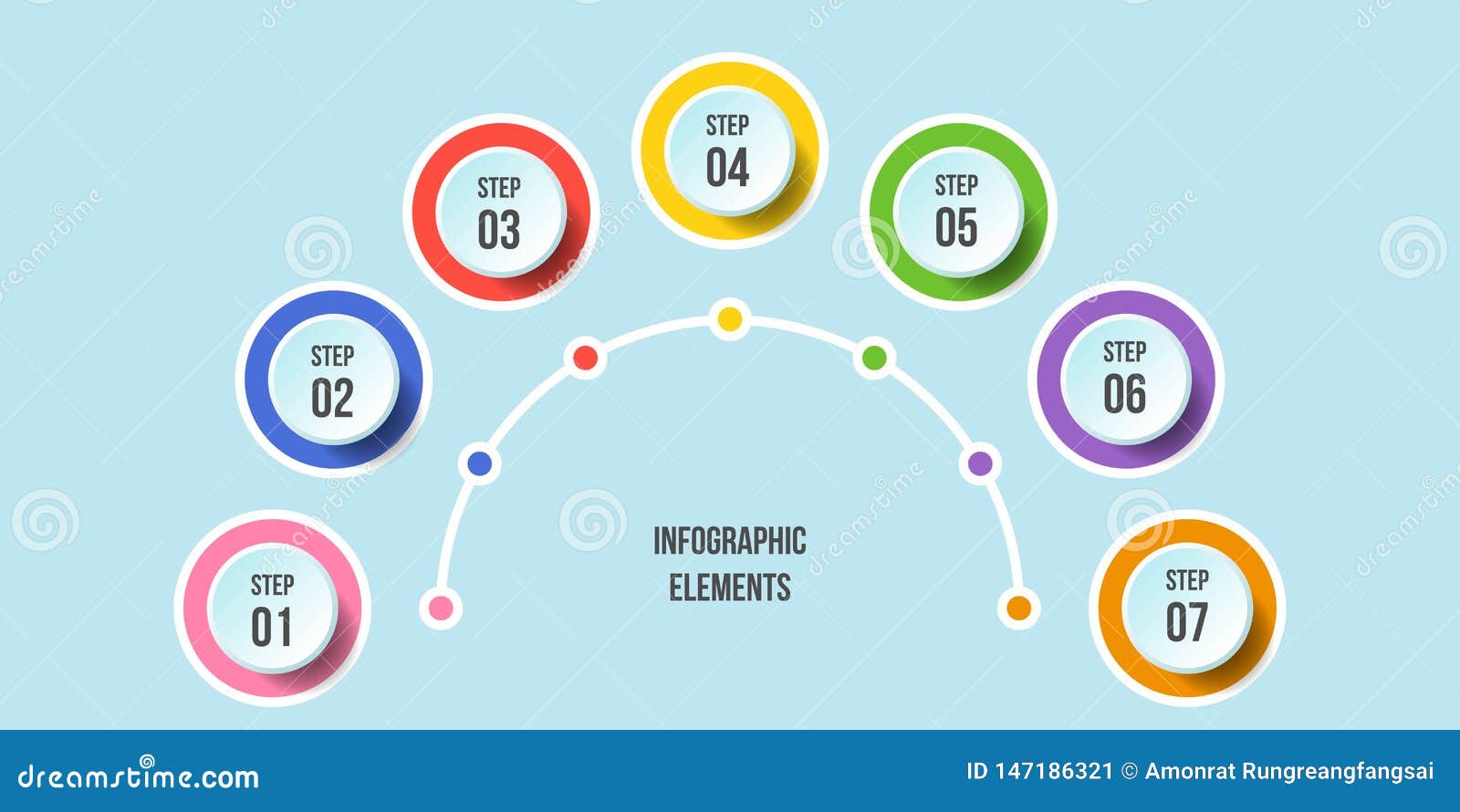 Half Circle Chart, Timeline Infographic Templates Cartoon Vector ...