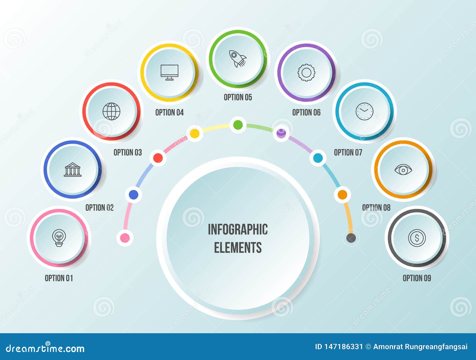 Half Circle Chart, Timeline Infographic Templates Stock Vector ...
