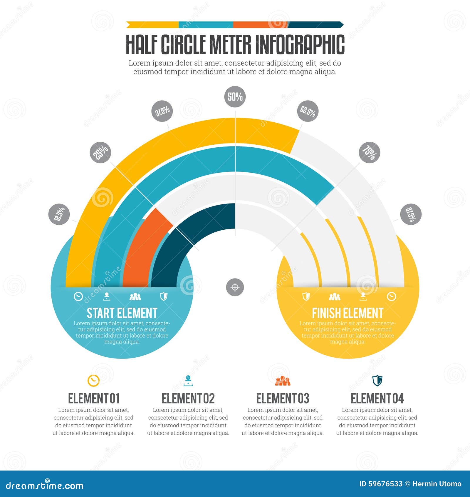 Circle Meter Bar Infographic Cartoon Vector | CartoonDealer.com #87442919