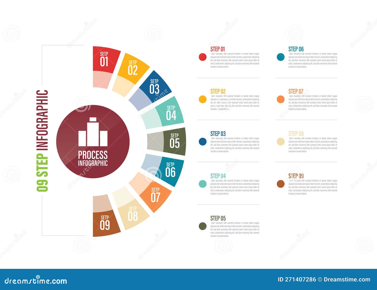 Half Circle Pie Charts for Infographics. Elements with 4 To 10 Steps ...