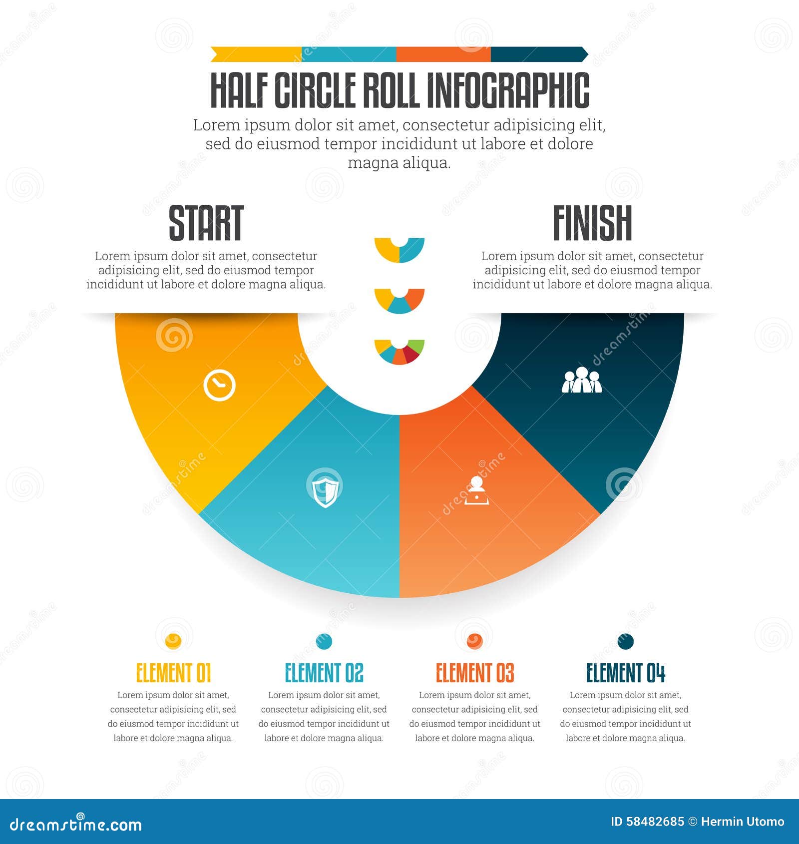 Half Circle Roll Infographic Stock Vector - Illustration of step ...