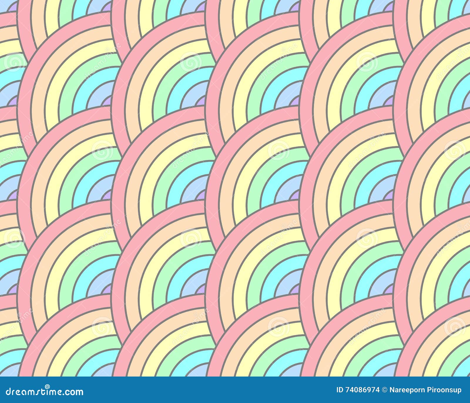 Half Circle Rotate Bold Rainbow Pastel Seamless Pattern Stock Vector ...