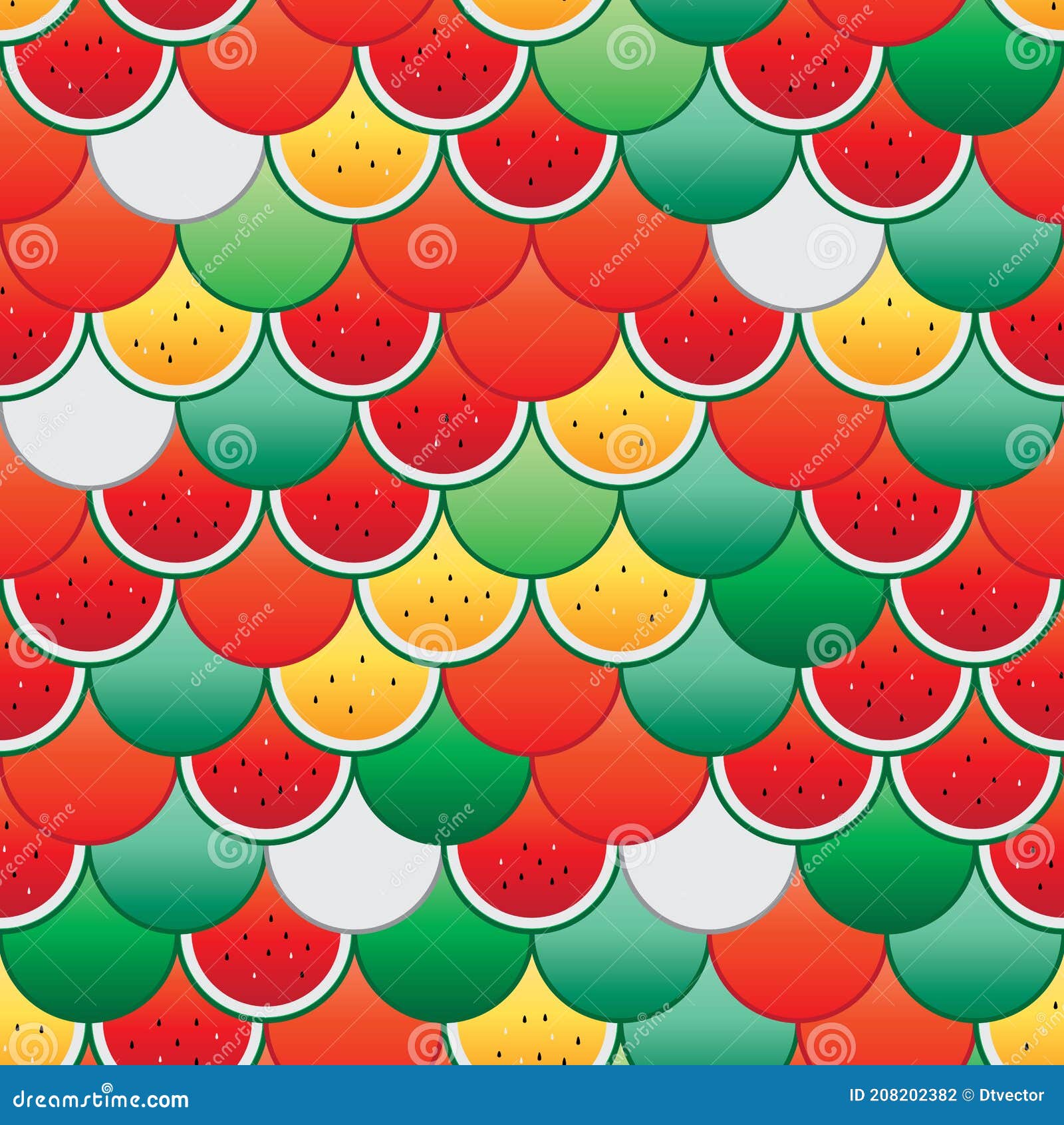 Half Circle Watermelon Seamless Pattern Stock Vector - Illustration of ...
