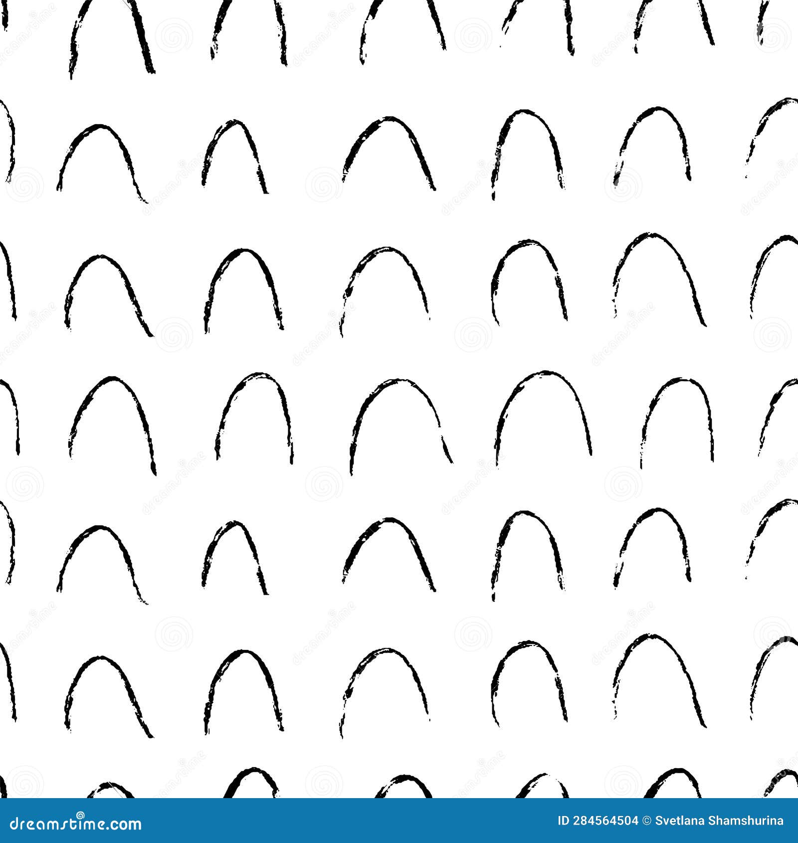 Half Circles Seamless Pattern. Hand Drawn Scallop, Doodle Thin Lines, Simple Arches Stock Vector ...