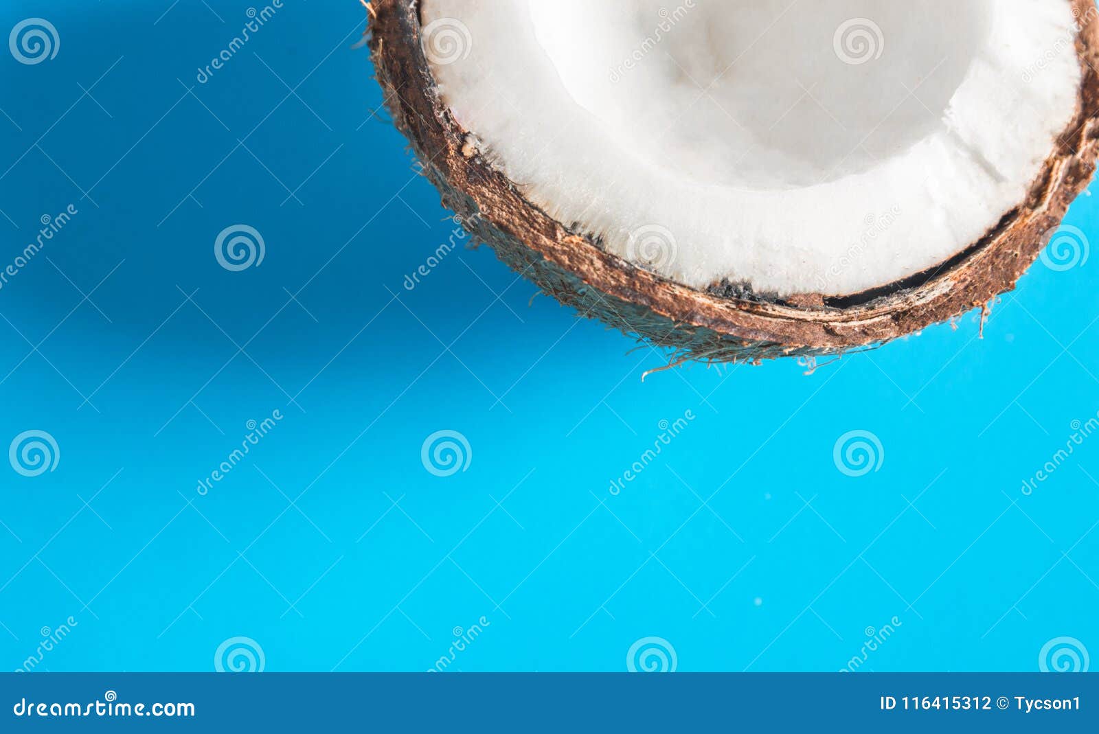 Half of Coconut on a Blue Background Stock Photo - Image of nutrition ...