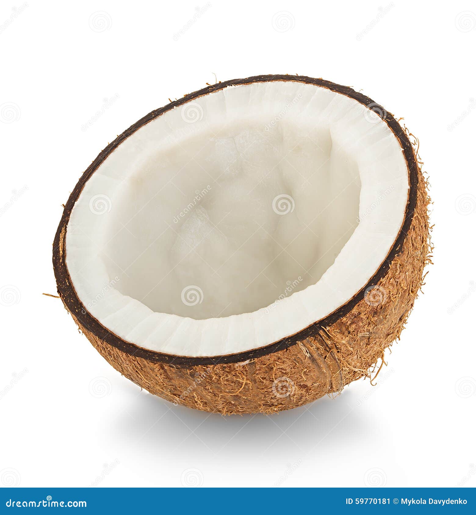 Half Coconut Close-up Isolated Stock Image - Image of fresh, brown ...