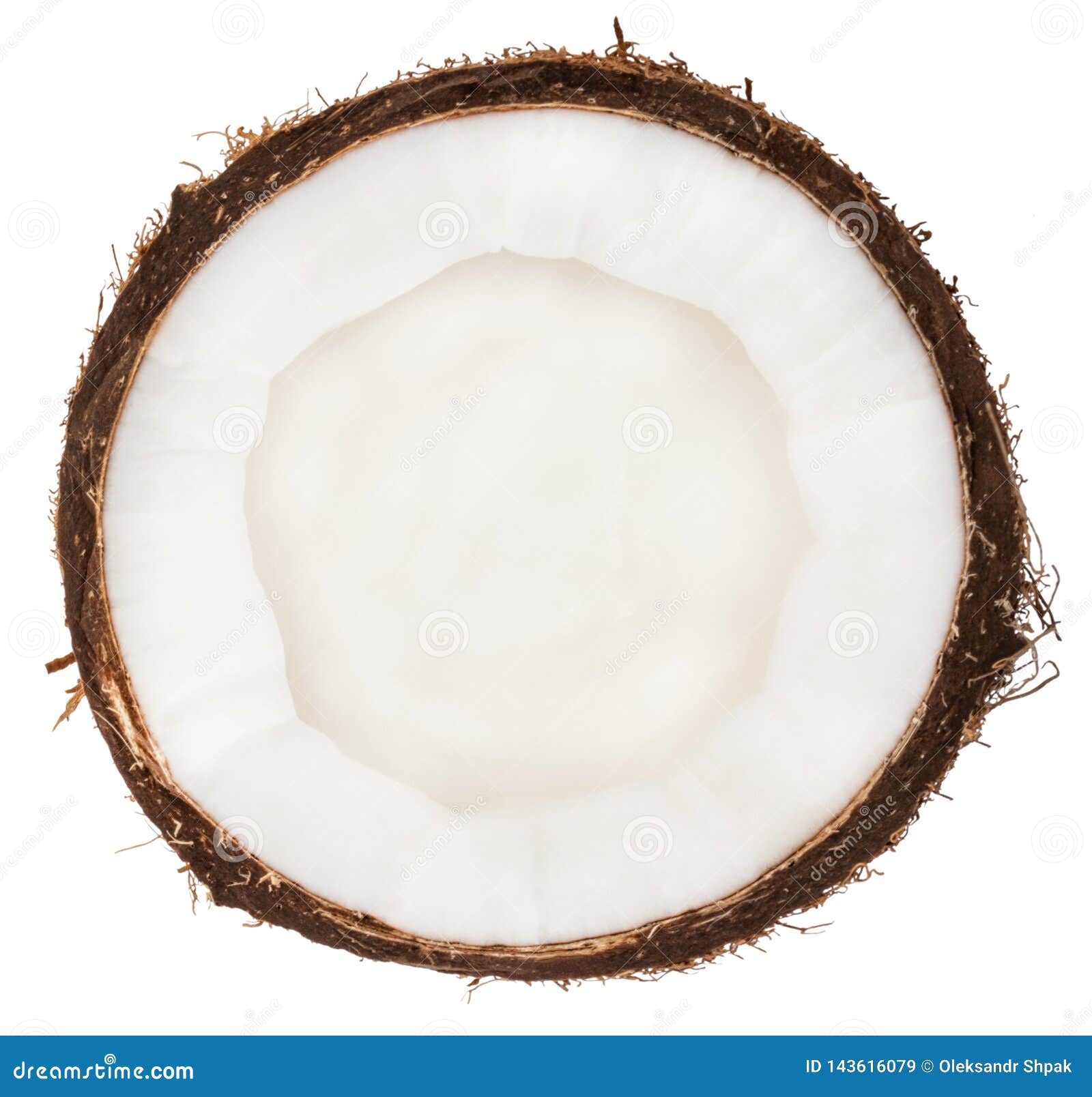 Half Coconut Top View Isolated on White Stock Image - Image of white ...