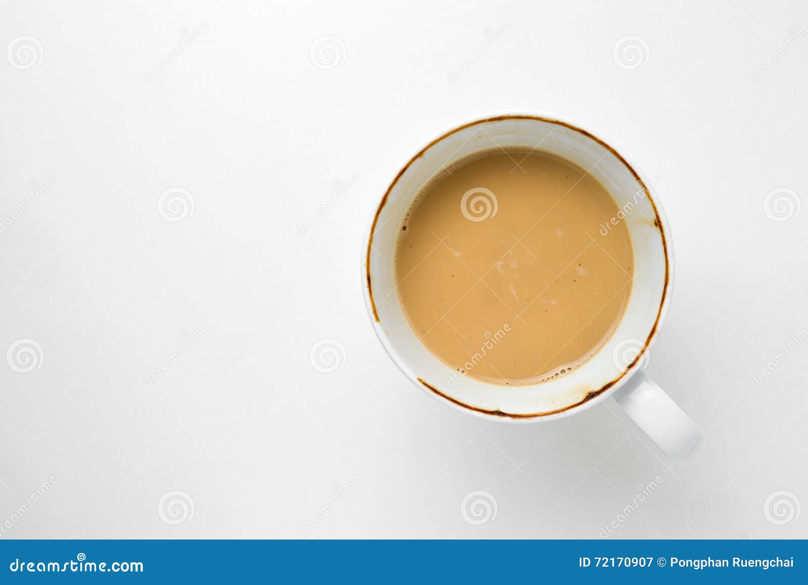 Half Of Coffee`s Cup On Roasted And Ground Coffee Beans Isolated On ...