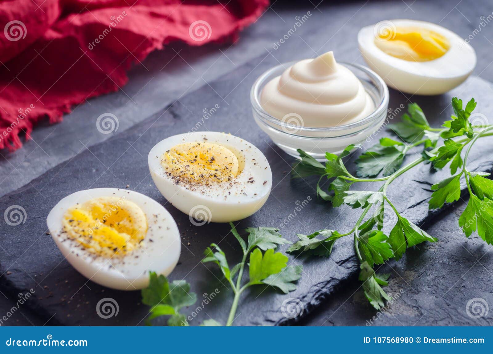 Half Cooked Chicken Eggs on a Plate. Stock Photo - Image of slate, diet ...