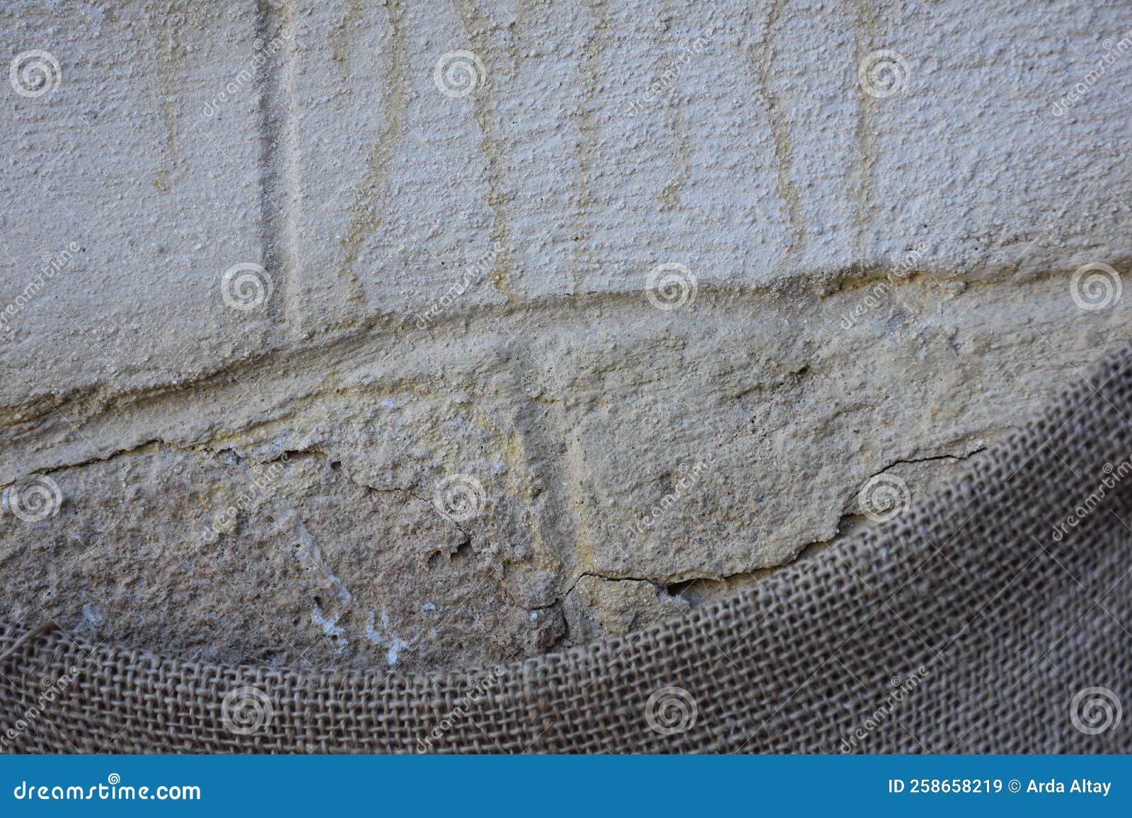 A Half Covered Sack on a Stone Wall, Surface View. Stock Image - Image ...