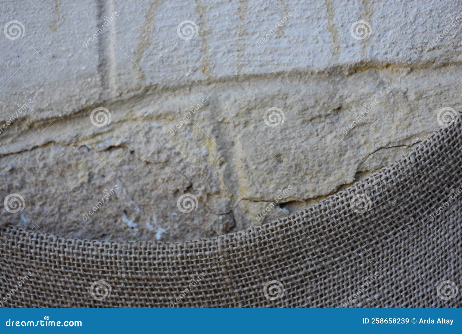 A Half Covered Sack on a Stone Wall, Surface View. Stock Image - Image ...