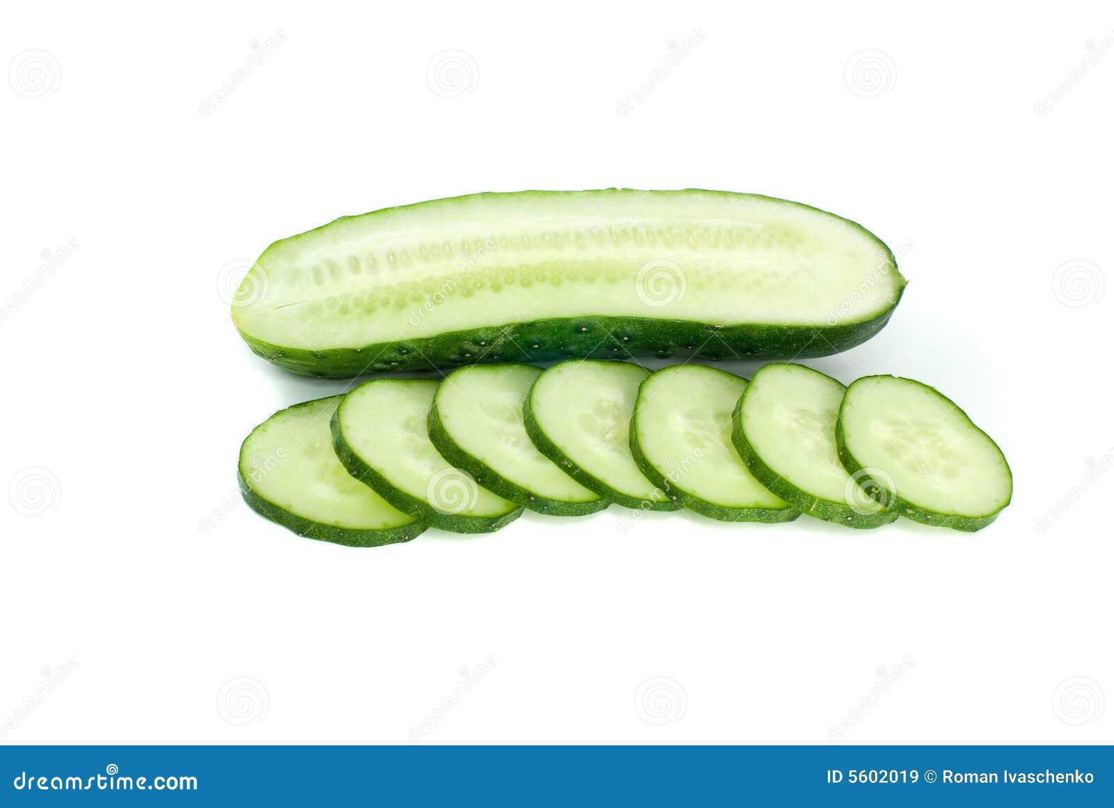 Half of Cucumber and Few Slices Stock Image - Image of cucumber ...