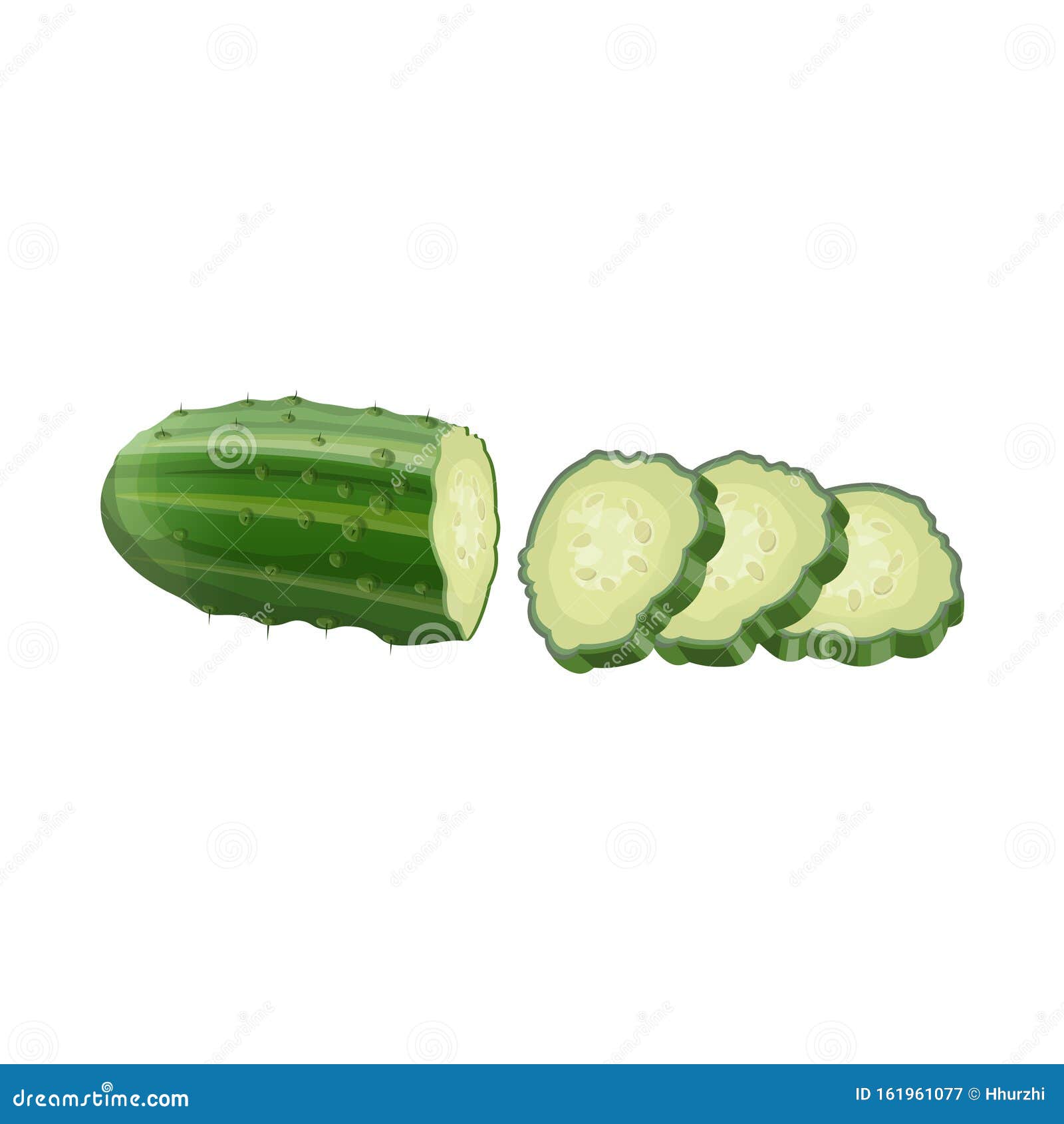 Half of Cucumber with Few Slices, Realistic Vector Stock Vector ...