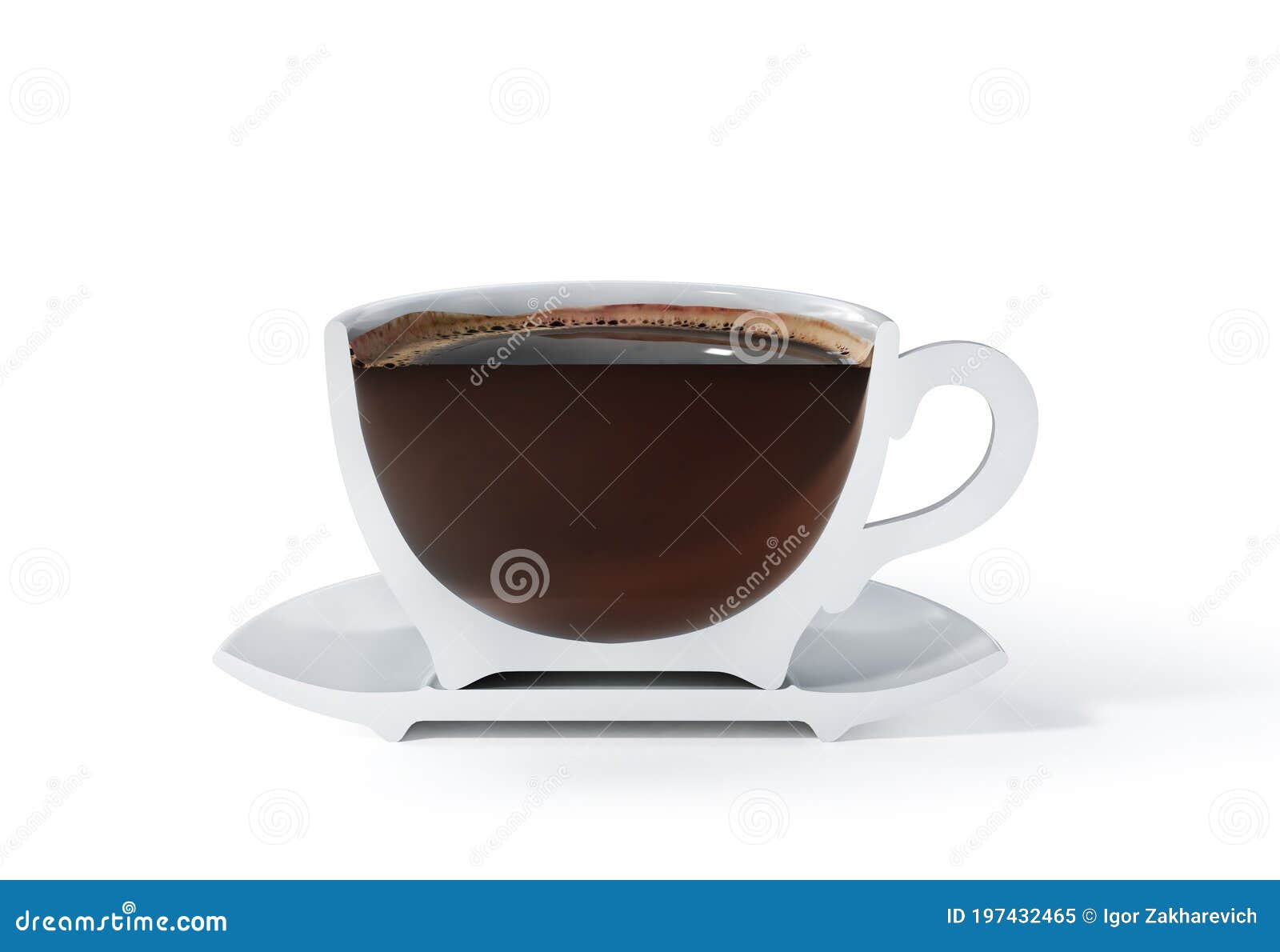 Half a Cup of Americano. Vertical Cut of Cup with Americano Stock ...