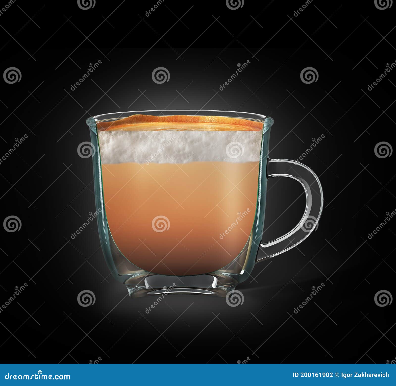 Half a Cup of Cappuccino. Vertical Cut of Cup with Cappuccino Stock ...