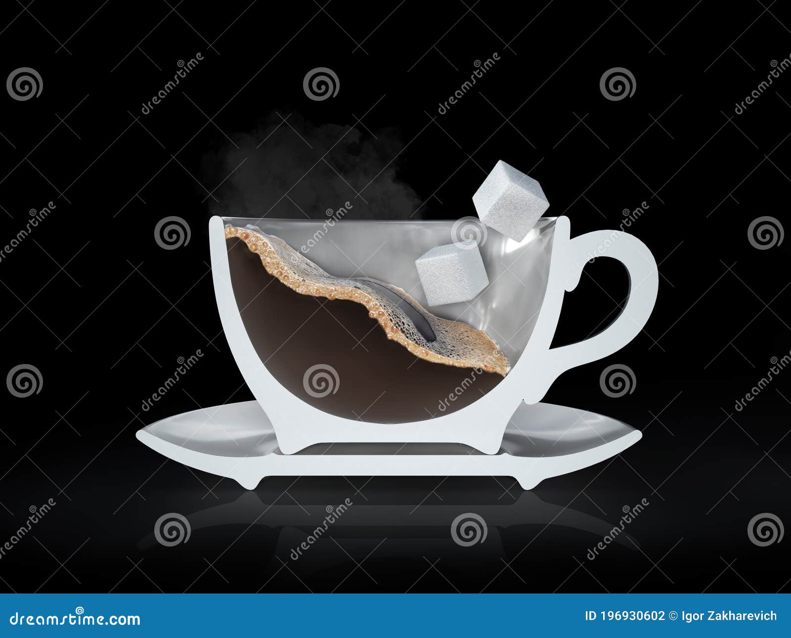 Half a Cup of Coffee. Vertical Cut of Cup with Coffee Stock ...