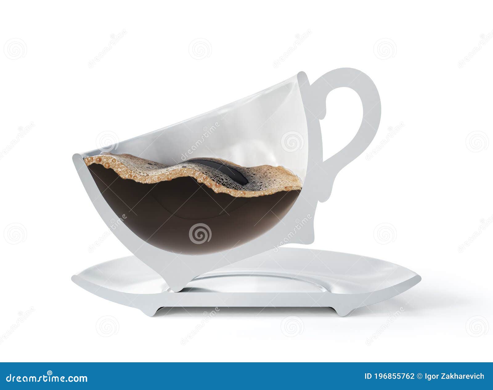 Half A Cup Of Coffee Glace. Vertical Cut Of Cup With Coffee Glace ...