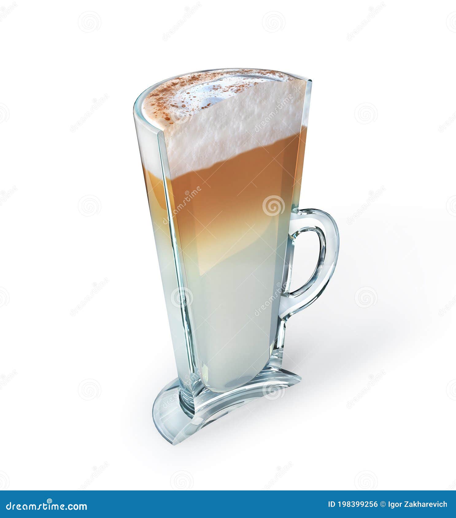 Half a Cup of Latte. Vertical Cut of Cup with Latte Stock Illustration ...