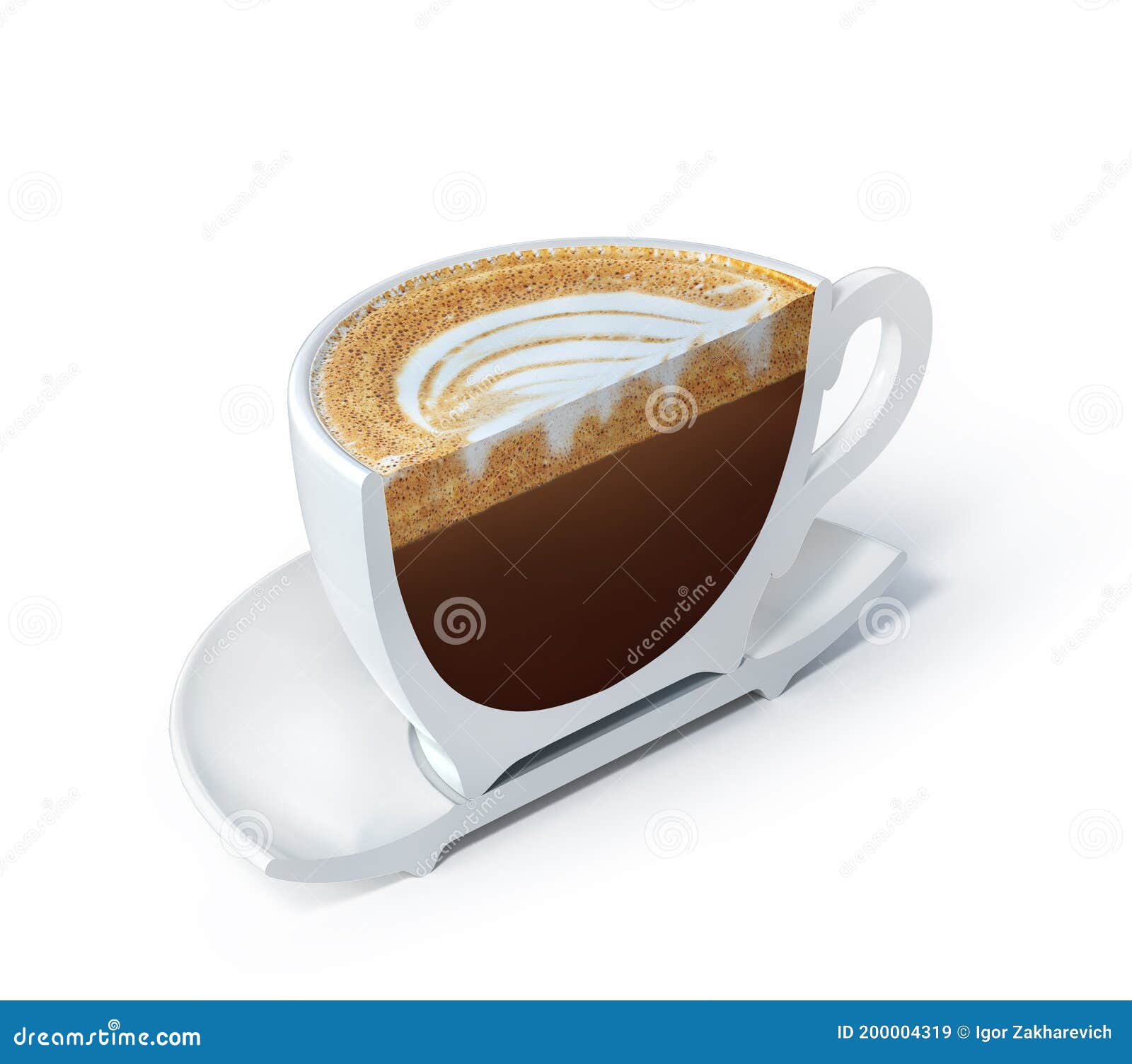 Half A Cup Of Macchiato. Vertical Cut Of Cup With Macchiato Stock ...