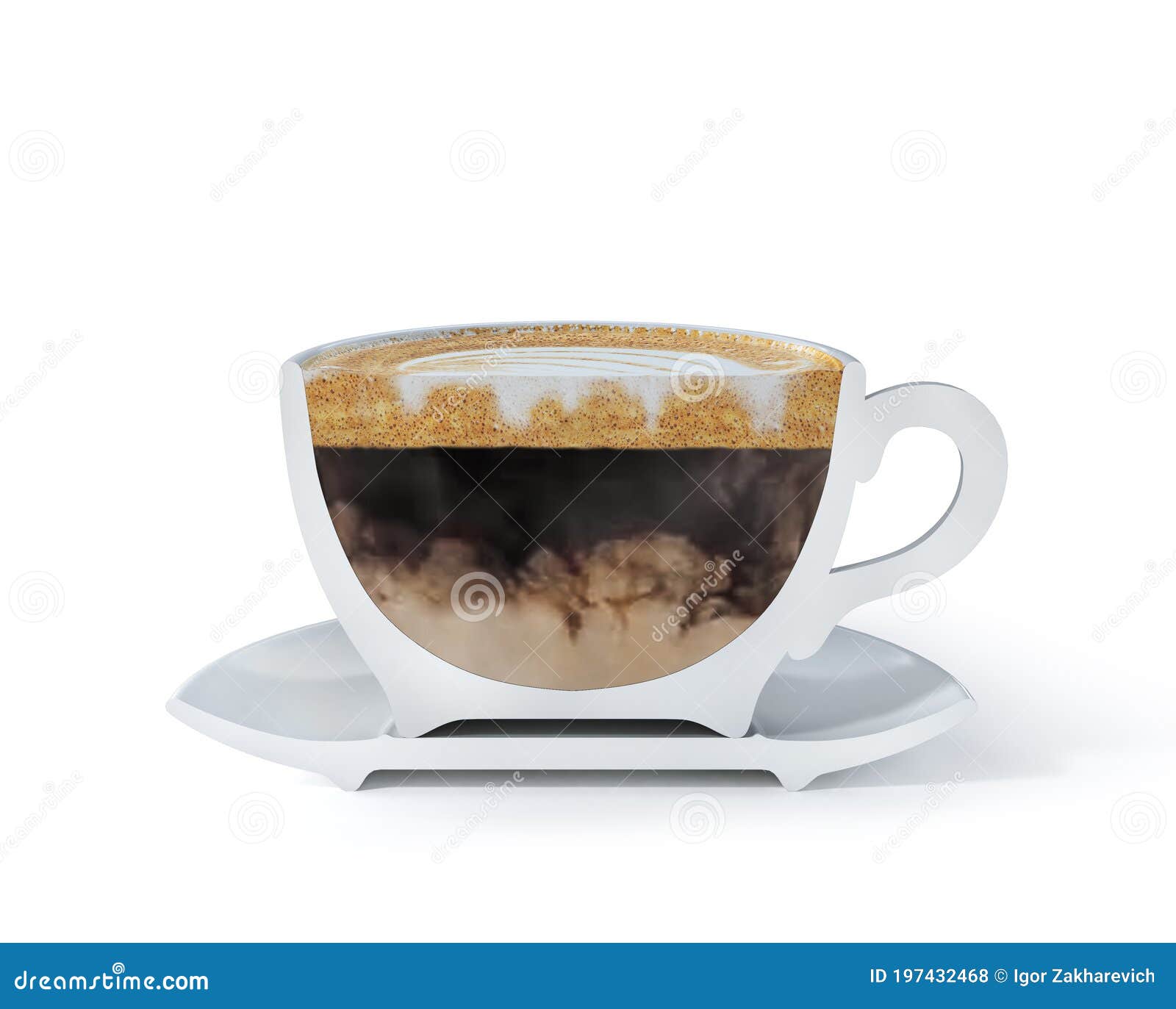 Half a Cup of Macchiato. Vertical Cut of Cup with Macchiato Stock ...