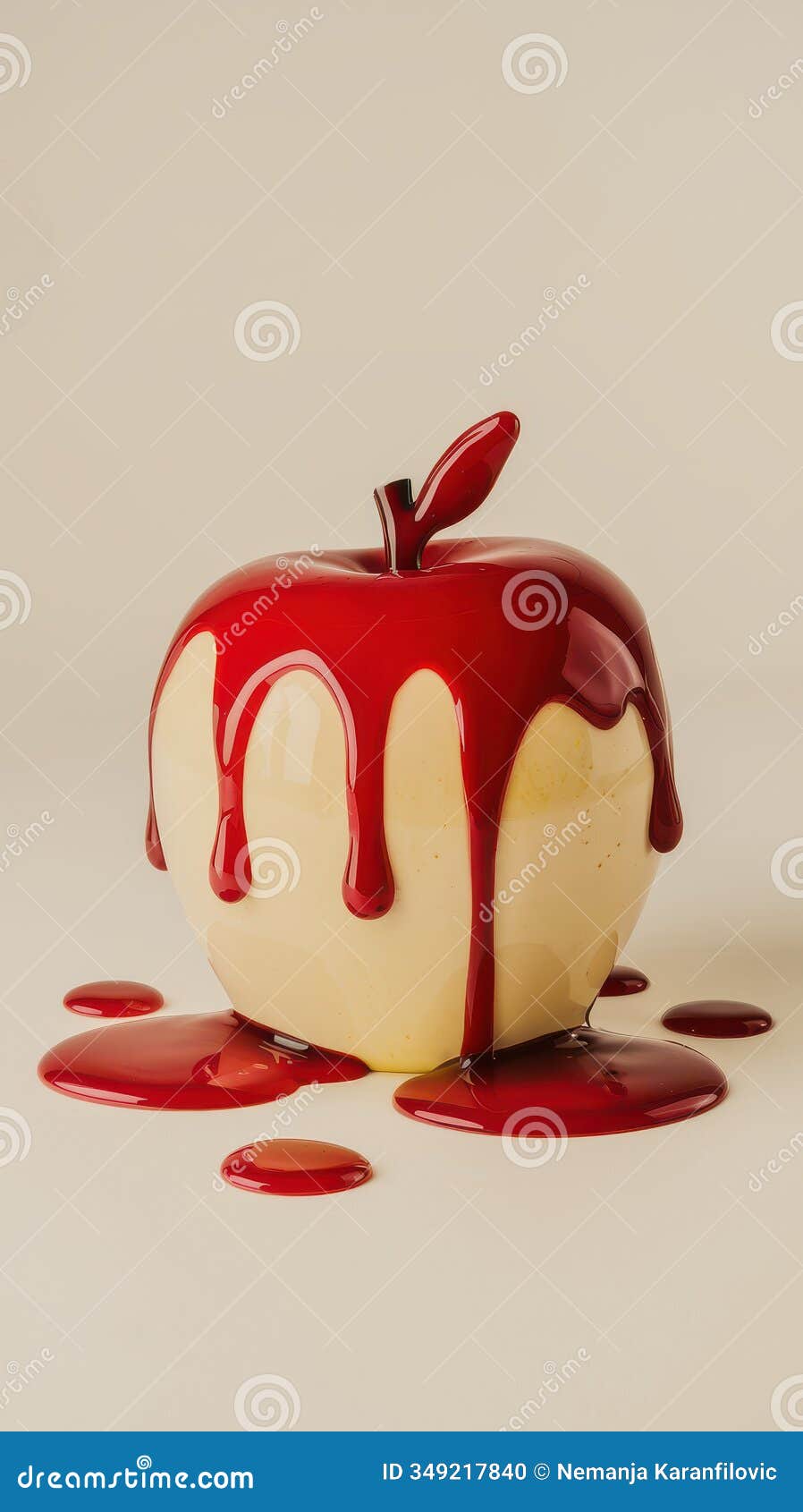 Half-Cut Apple with Red Stains on a Plain Background Stock Illustration ...