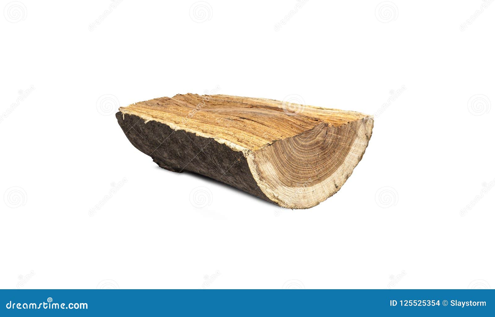 Half Cut Wooden Log, Isolated on White Background Stock Photo - Image ...