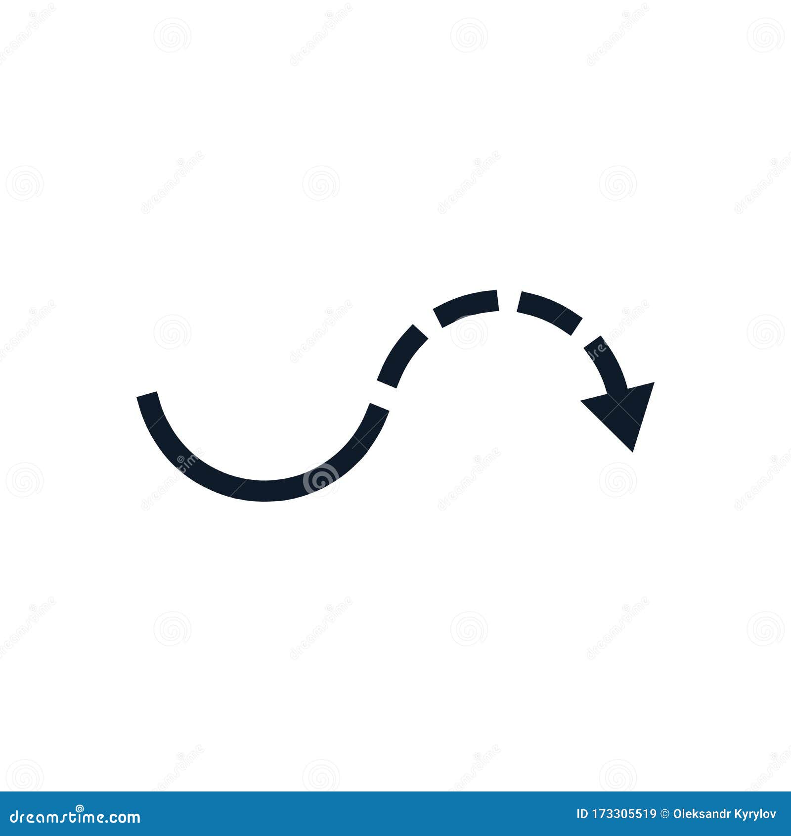 Half Dashed Curve Arrow Icon. Go Around the Object. Stock Vector ...