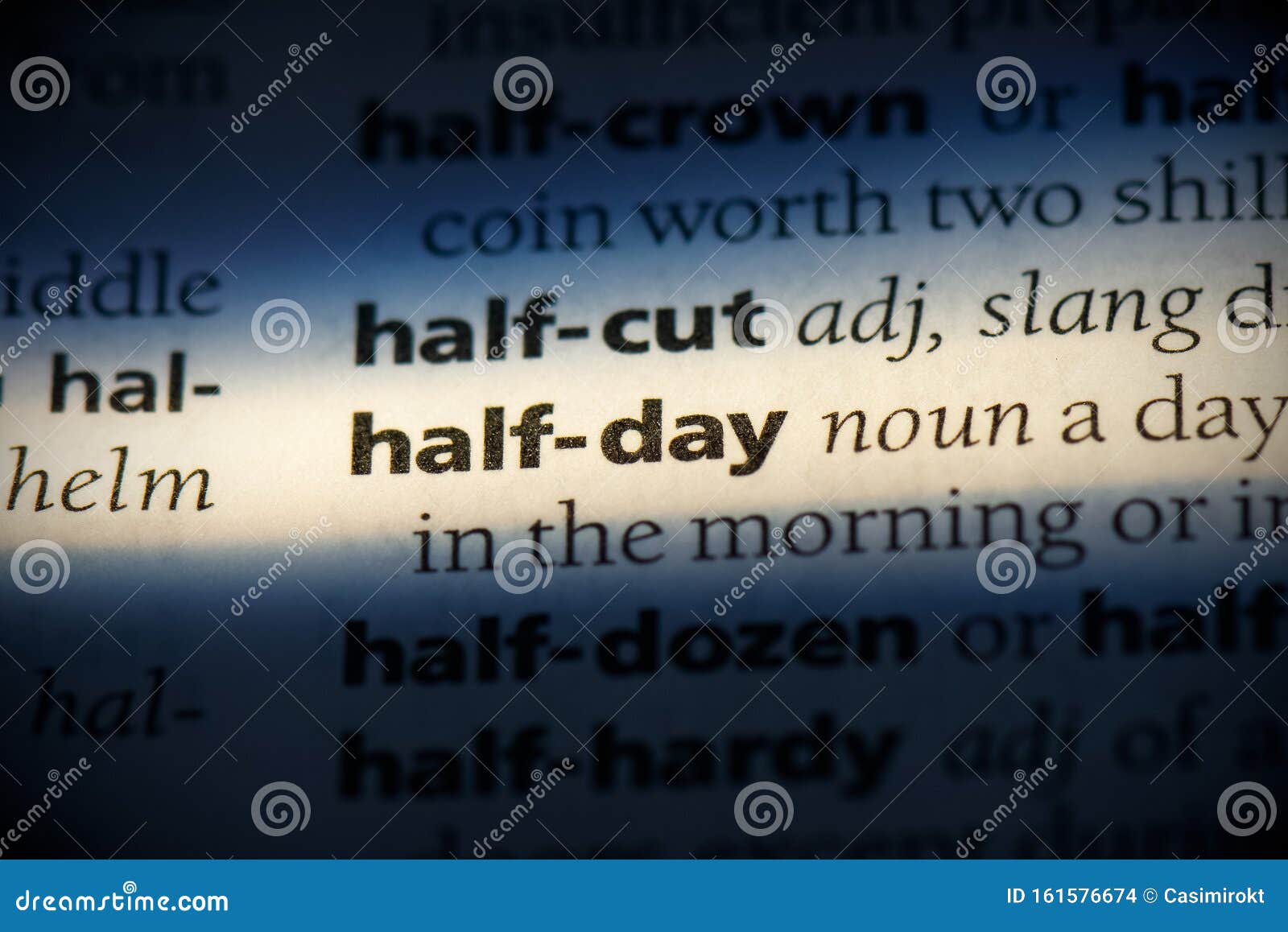 Half-day stock photo. Image of book, word, printed, concept - 161576674