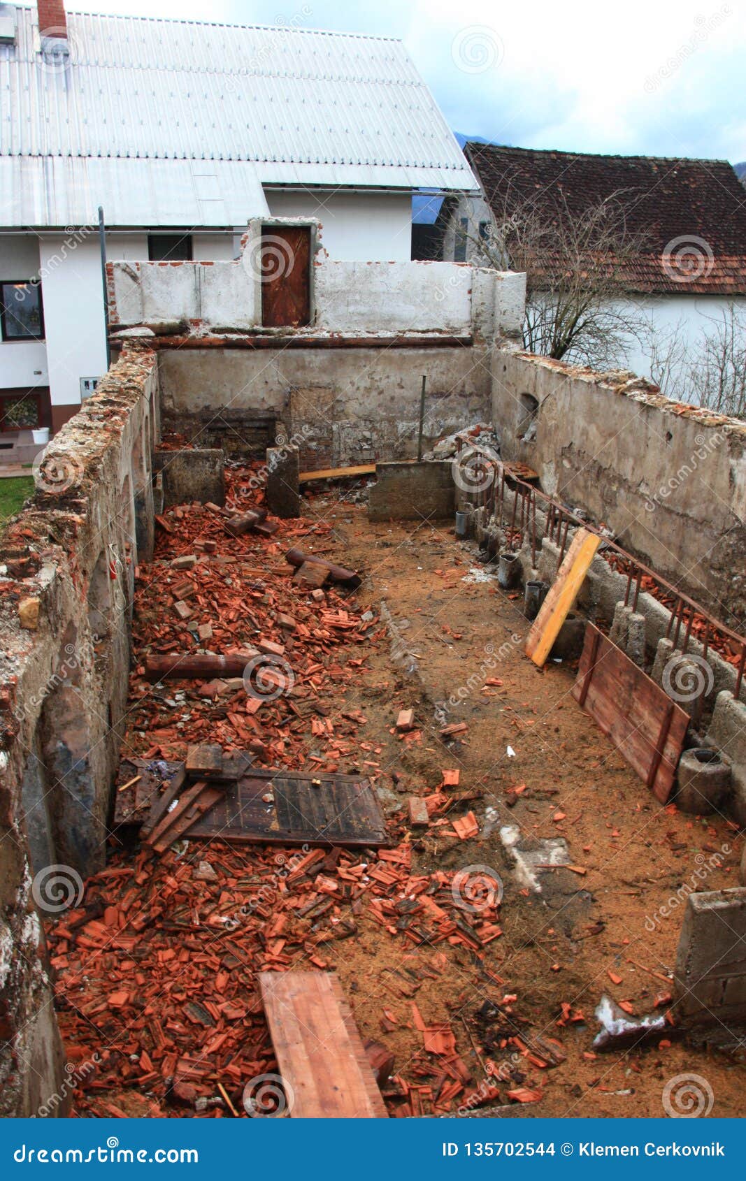 Half Destroyed Barn from Above Stock Photo - Image of roof, debris ...