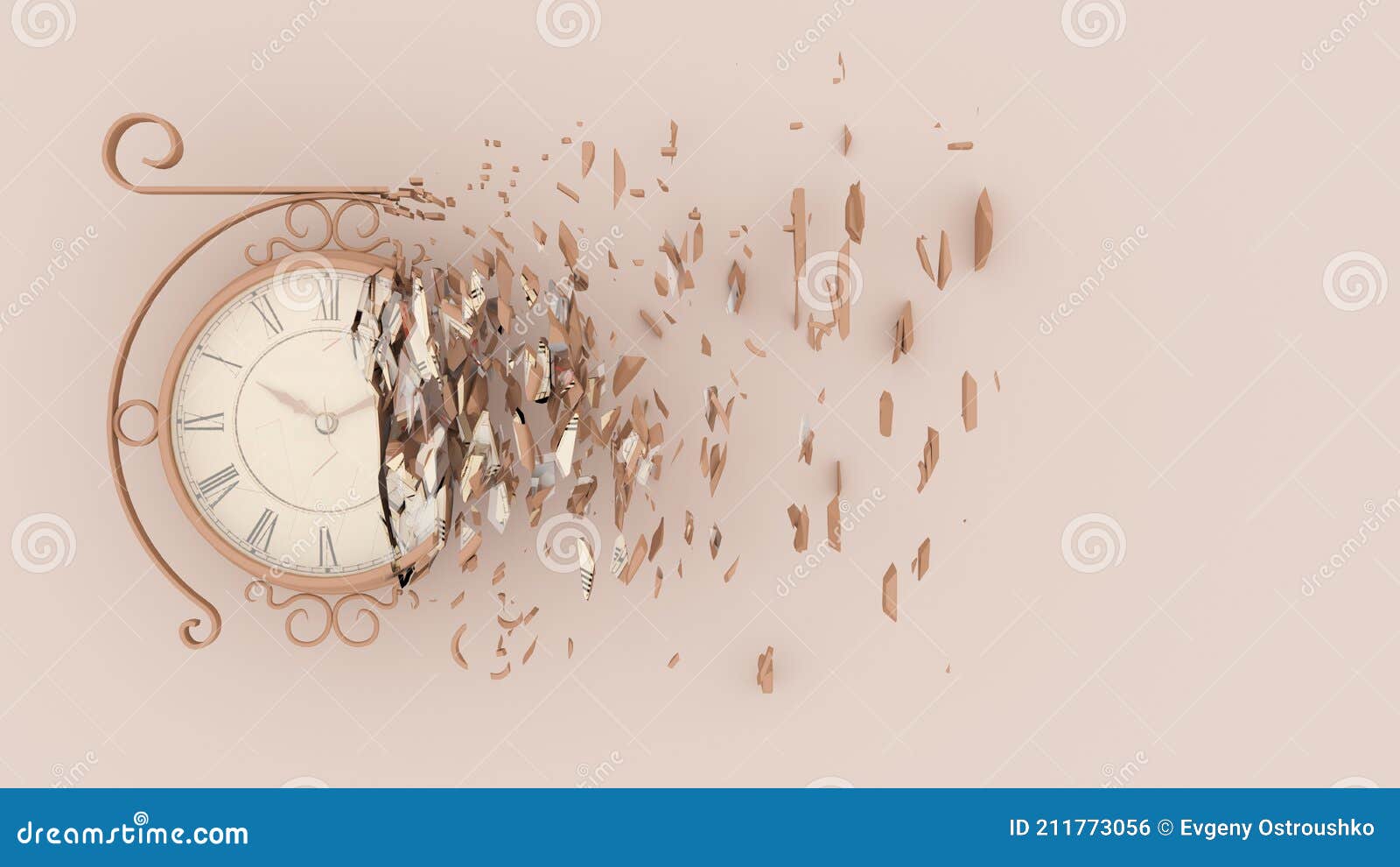 Half Destroyed Clock with Fragments Flying Off Stock Illustration ...