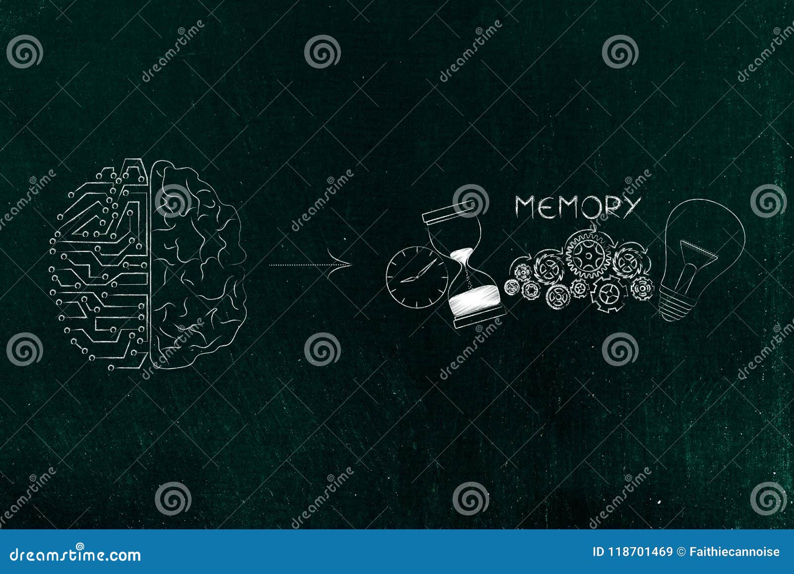 Half Digital Half Human Brain Next To Memory Icon Made by Light Stock ...