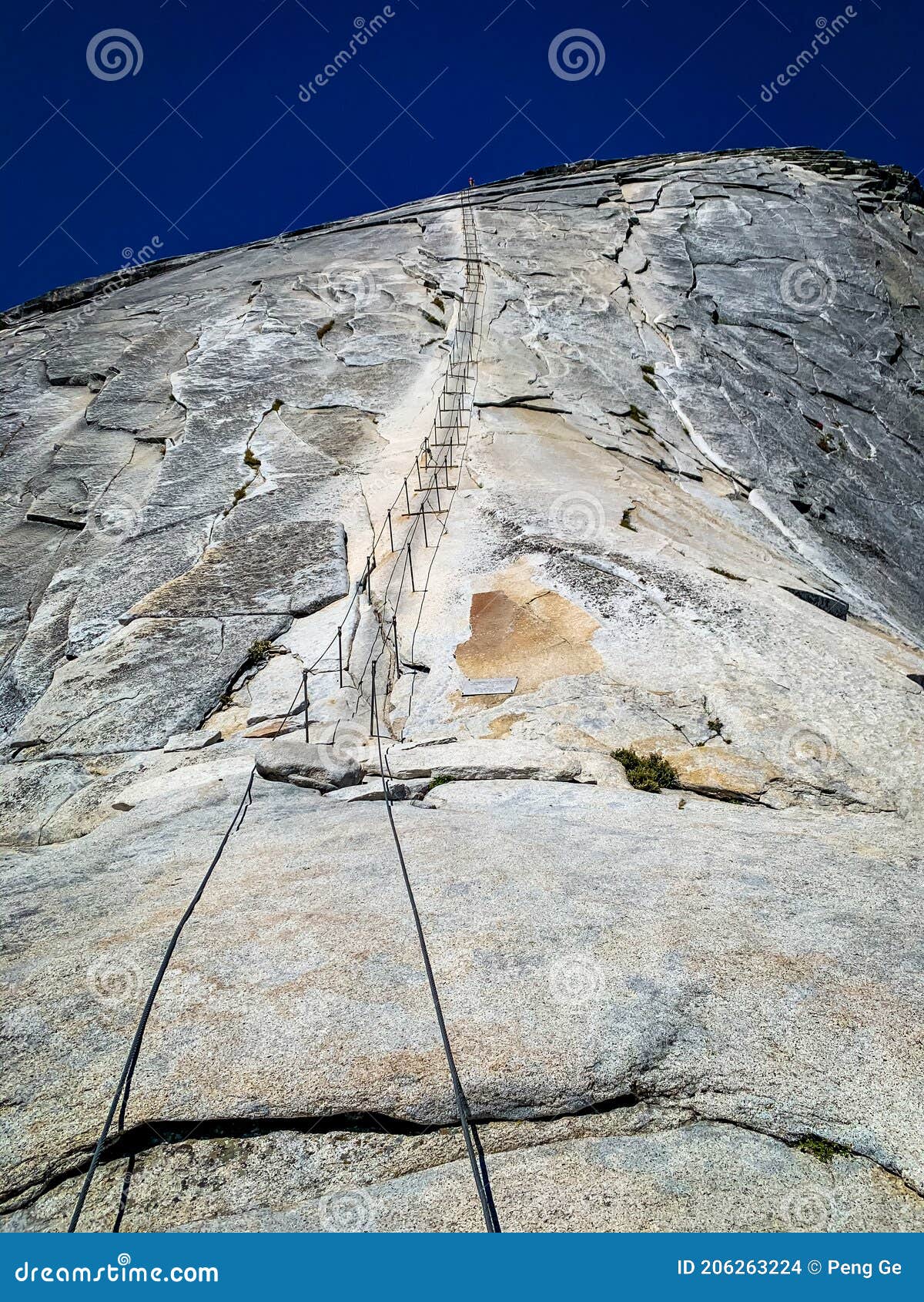 Half Dome Cable in Yosemite National Park Stock Photo - Image of ...