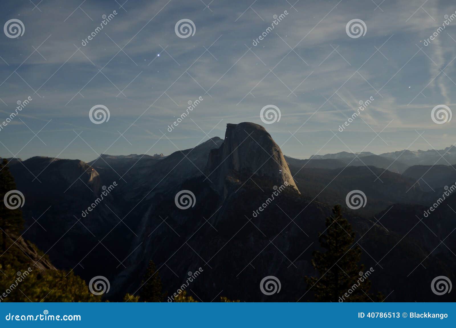 Half Dome by Moonlight stock image. Image of clouds, mountains - 40786513