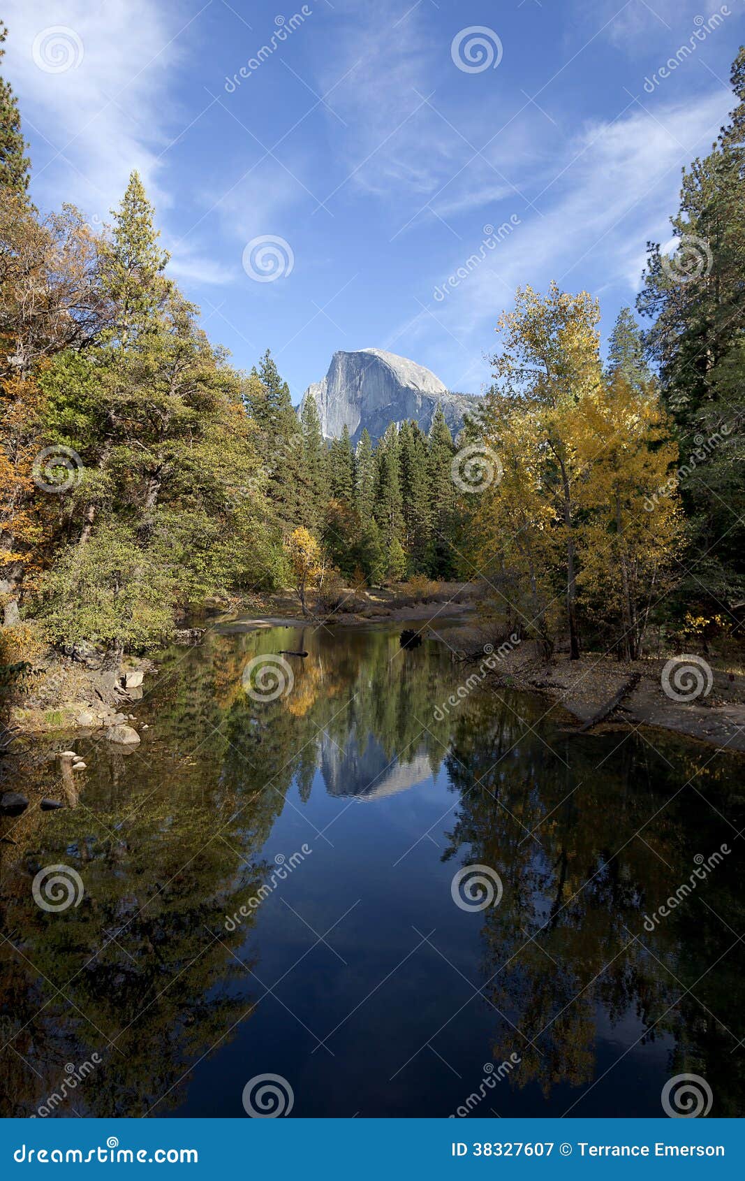 Half Dome from Sentinel Bridge Stock Image - Image of blue, sentinel ...