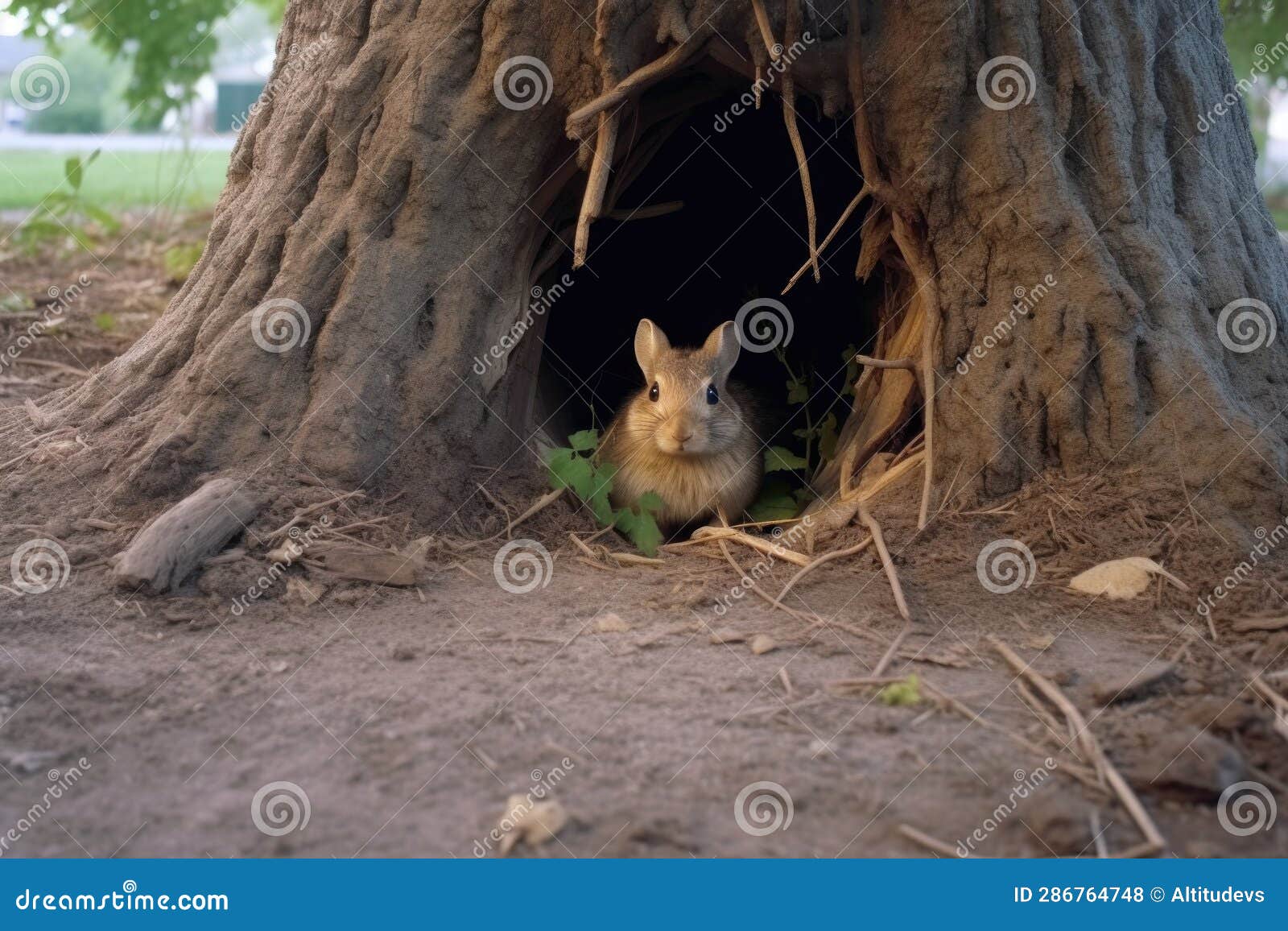 Half-dug Rabbit Hole Near Tree Roots Stock Illustration - Illustration ...