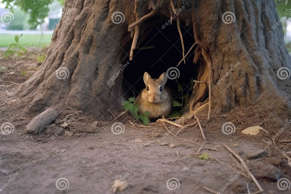 Half-dug Rabbit Hole Near Tree Roots Stock Photo - Image of burrow ...