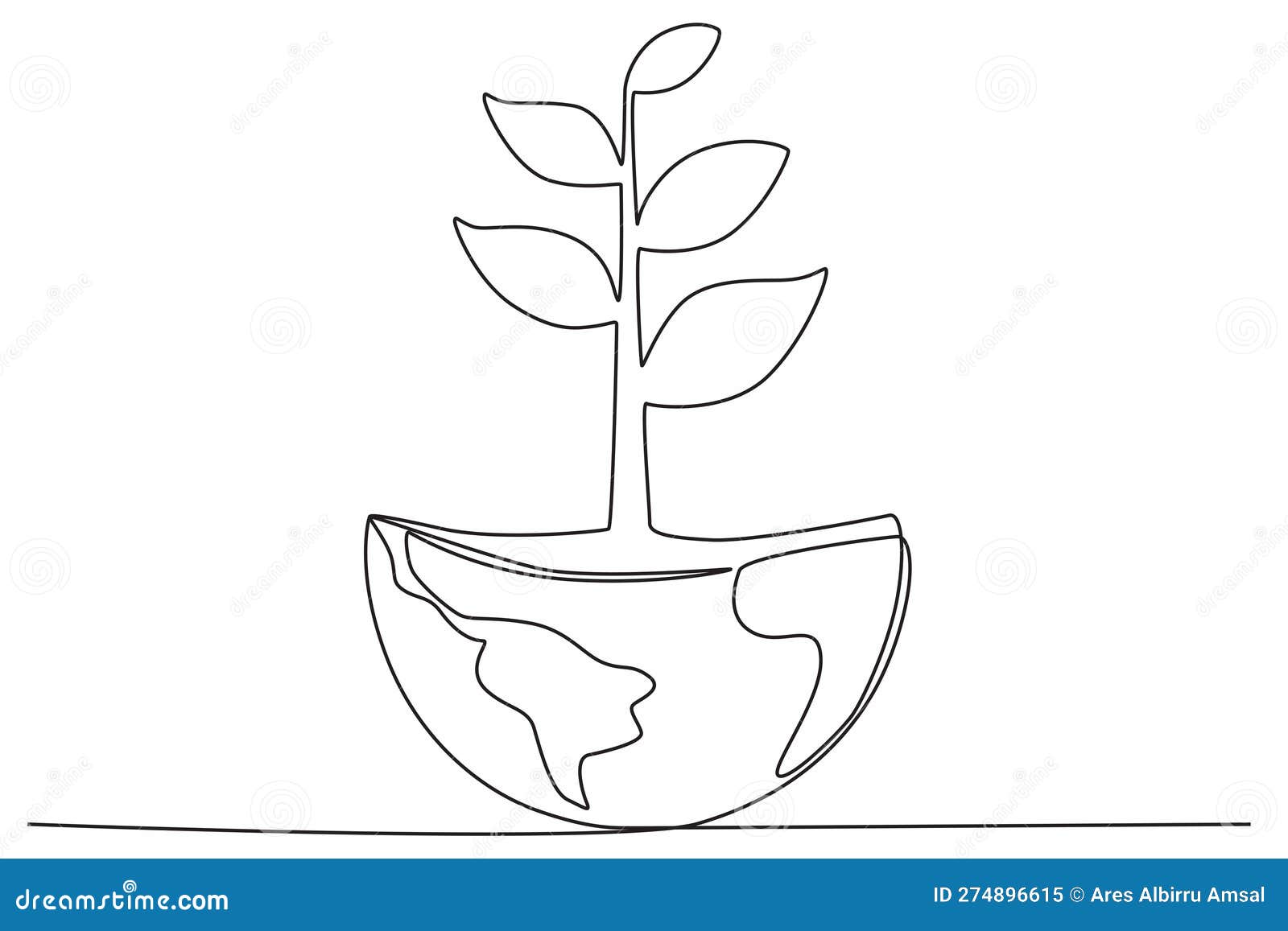 Half of the Earth and I Bud of the Tree on it Stock Vector ...