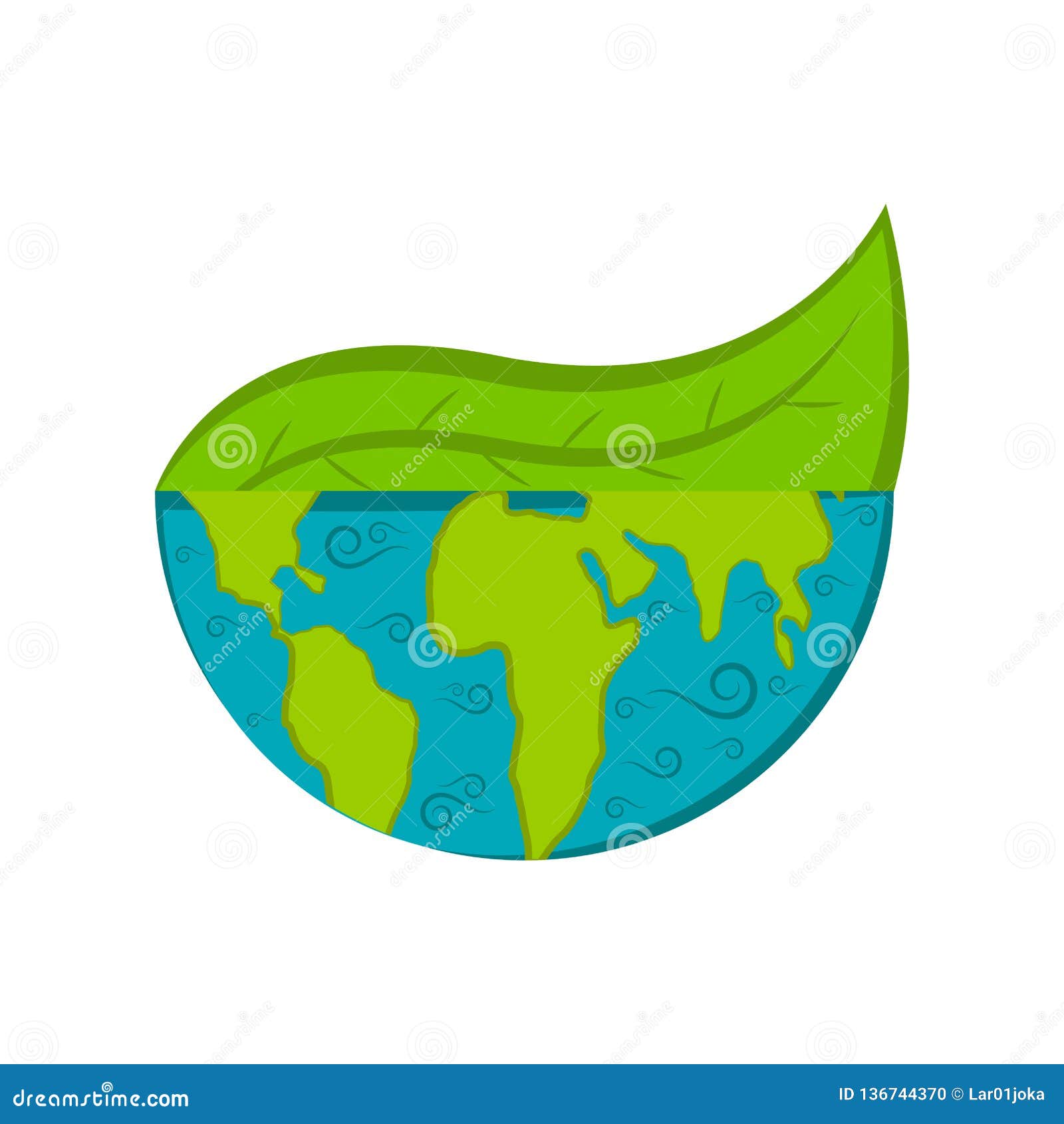 Half earth with a leaf stock vector. Illustration of design - 136744370