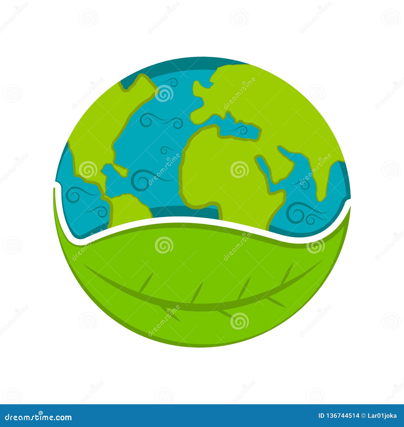 Half earth with a leaf stock vector. Illustration of environment ...