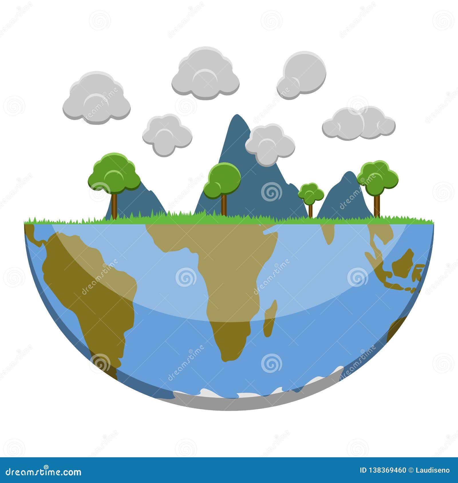 Half Earth with a Nature Landscape Stock Vector - Illustration of happy ...