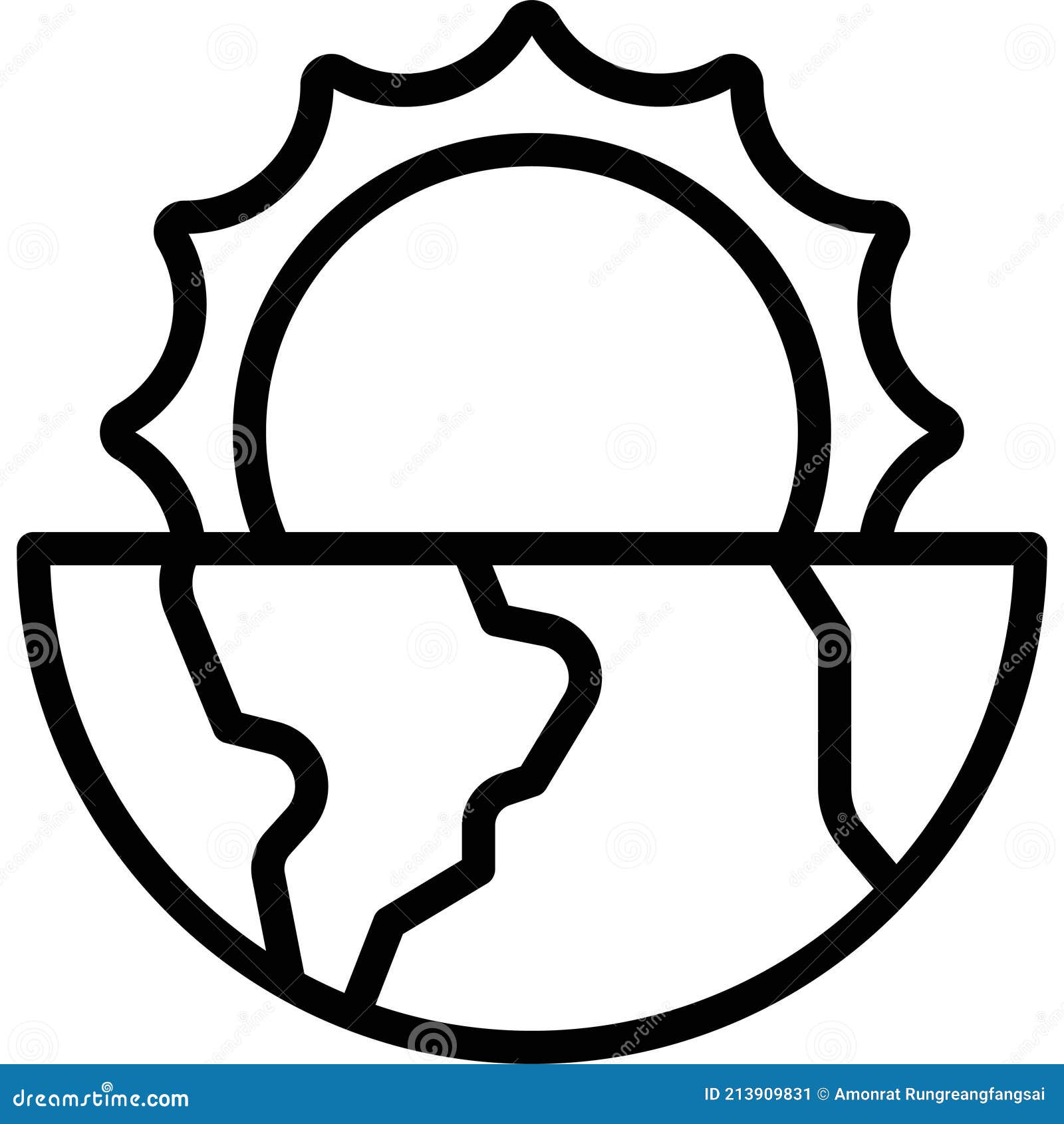 Half Earth with Sun Icon, Earth Day Related Vector Stock Vector ...