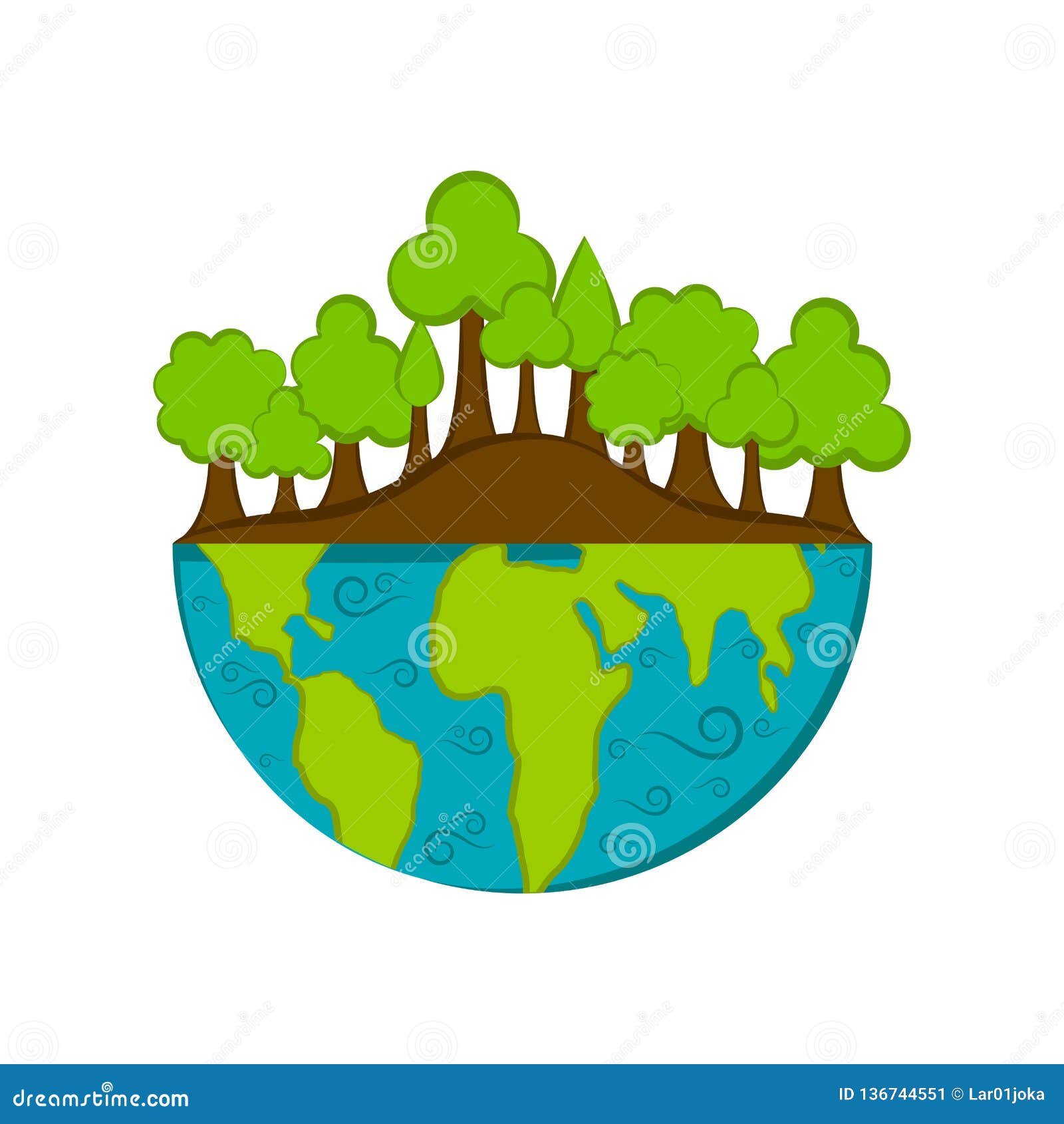 Half earth with a trees stock vector. Illustration of leaf - 136744551