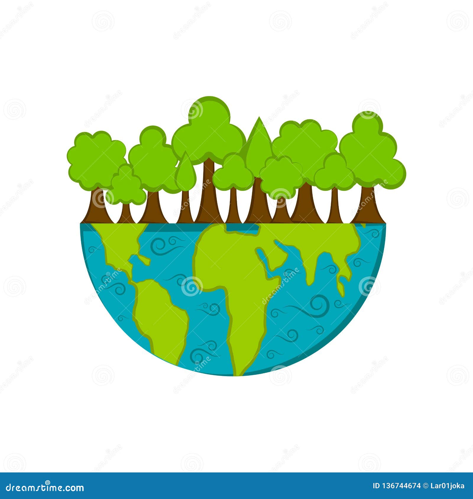 Half earth with a trees stock vector. Illustration of vector - 136744674