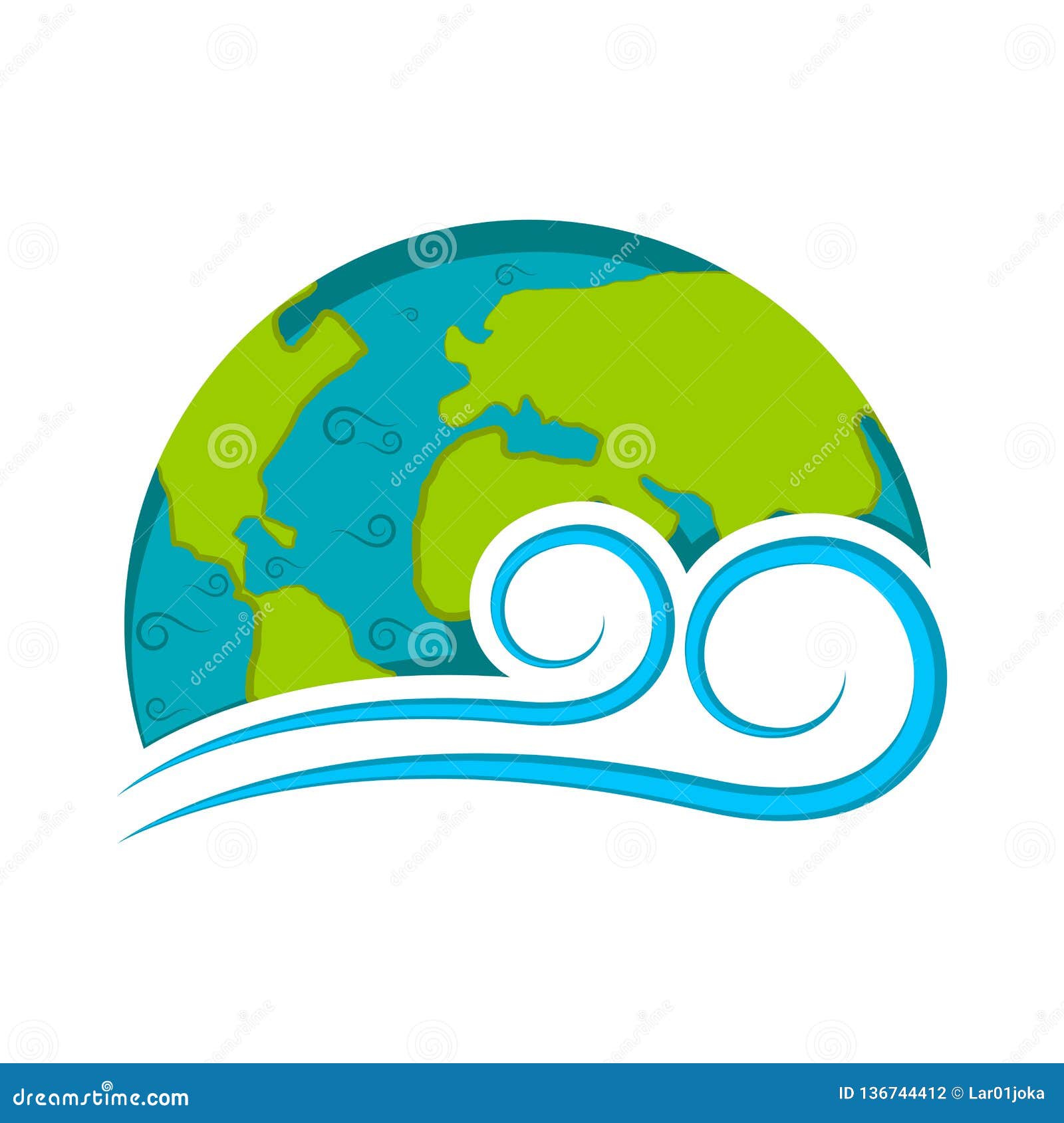 Half earth with wind stock vector. Illustration of concept - 136744412