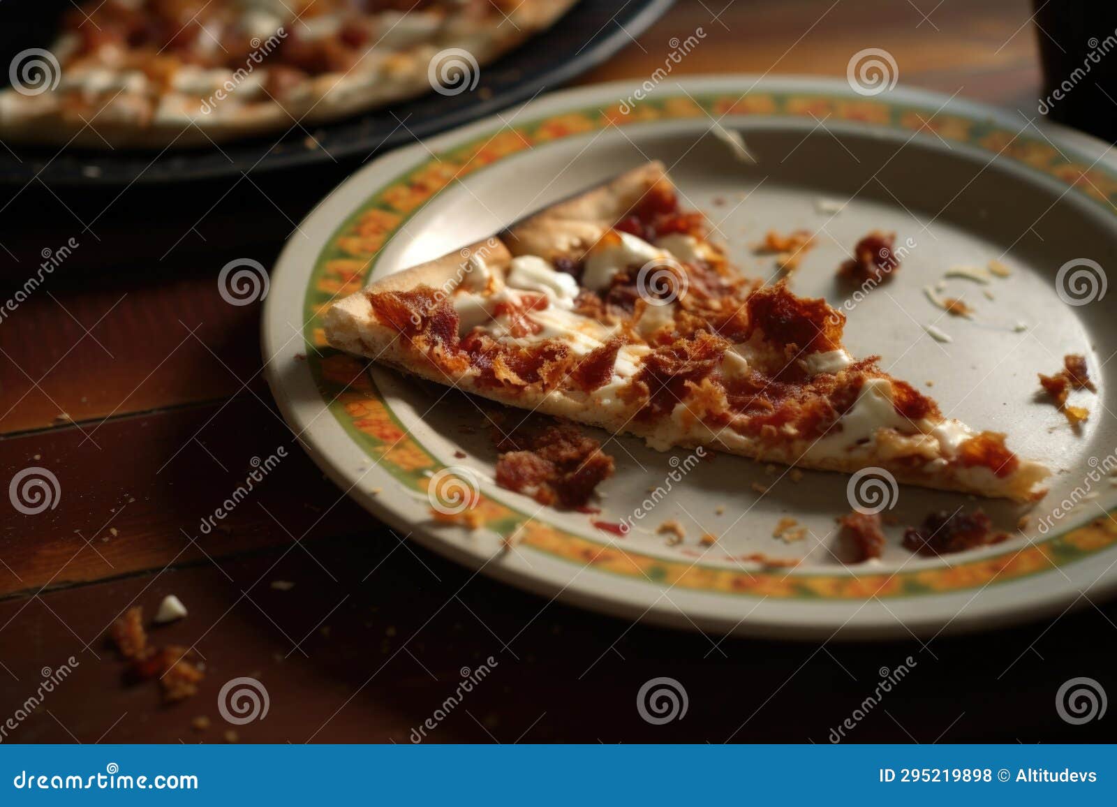 Half-eaten Pizza on a Ceramic Plate Stock Photo - Image of closeup ...