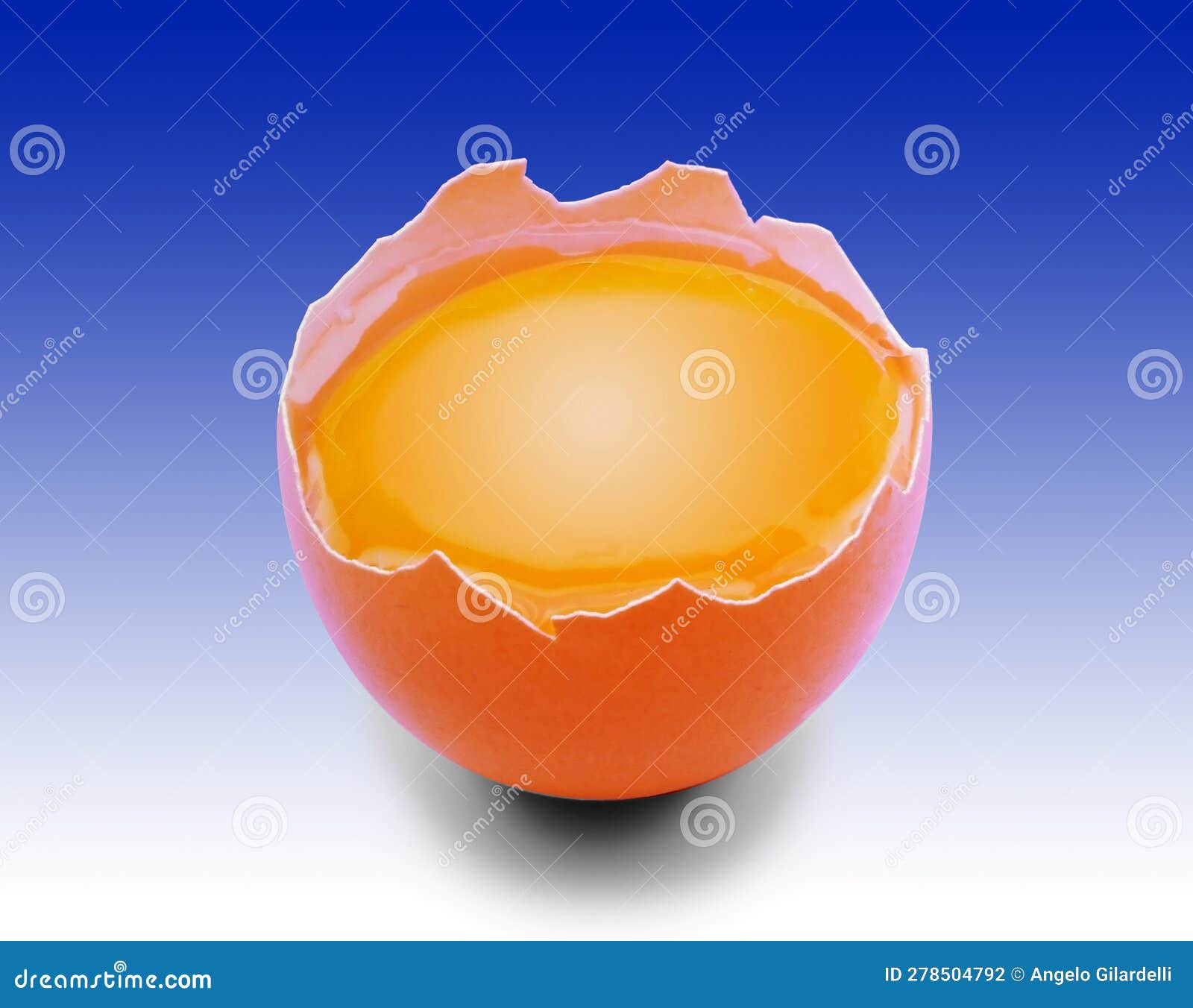 Half Egg Over Blue Gradient Background Stock Photo - Image of orange ...